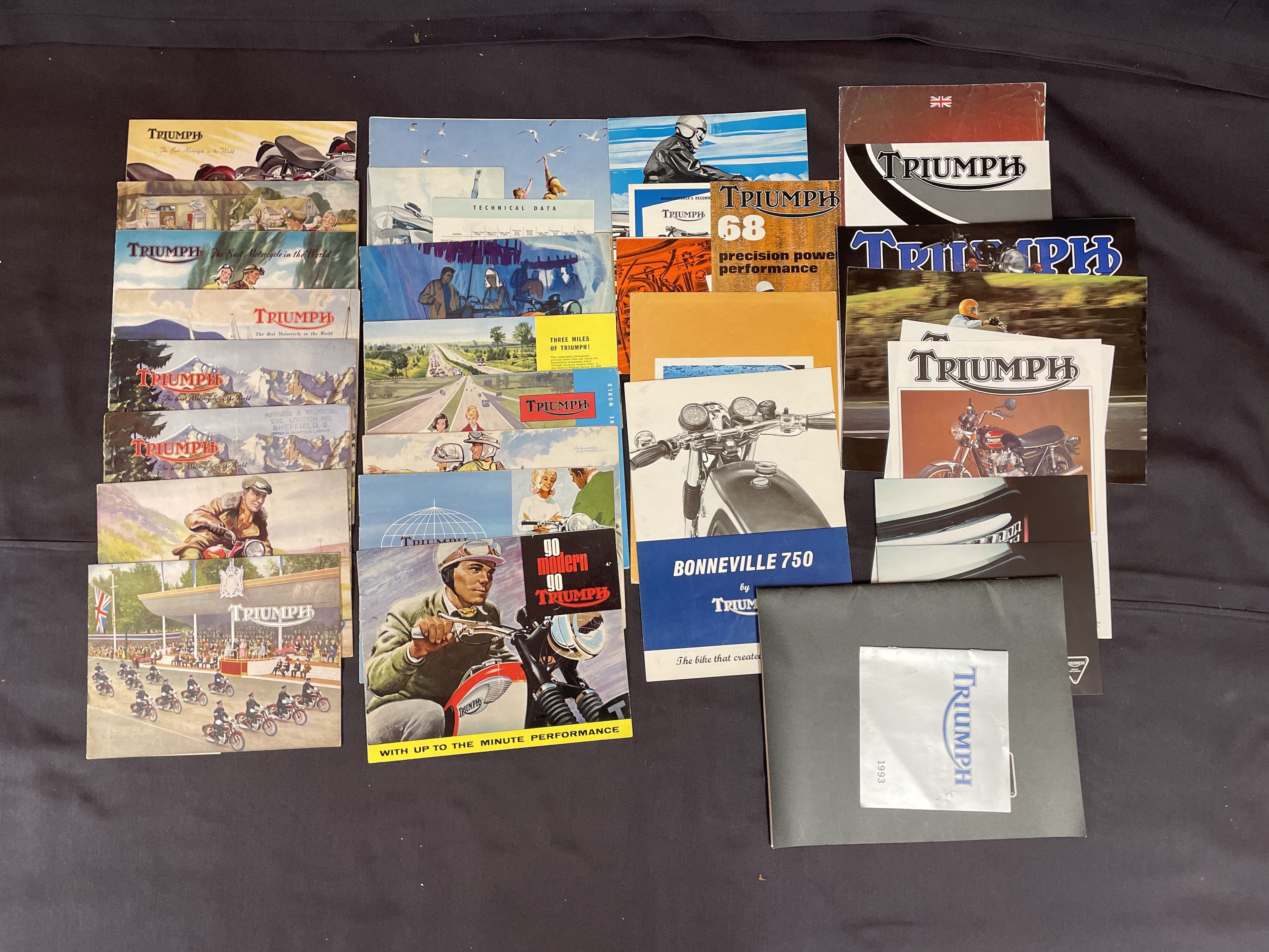 Bonhams Cars : A quantity of Triumph motorcycle sales brochures ((Qty))
