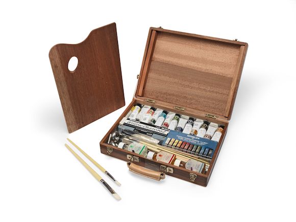Bonhams : A Rowney artist's wooden paint box complete with oil paints ...