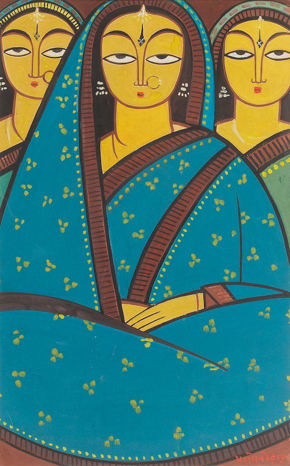 Bonhams : Jamini Roy (Indian, 1887-1972) Untitled (Three women)