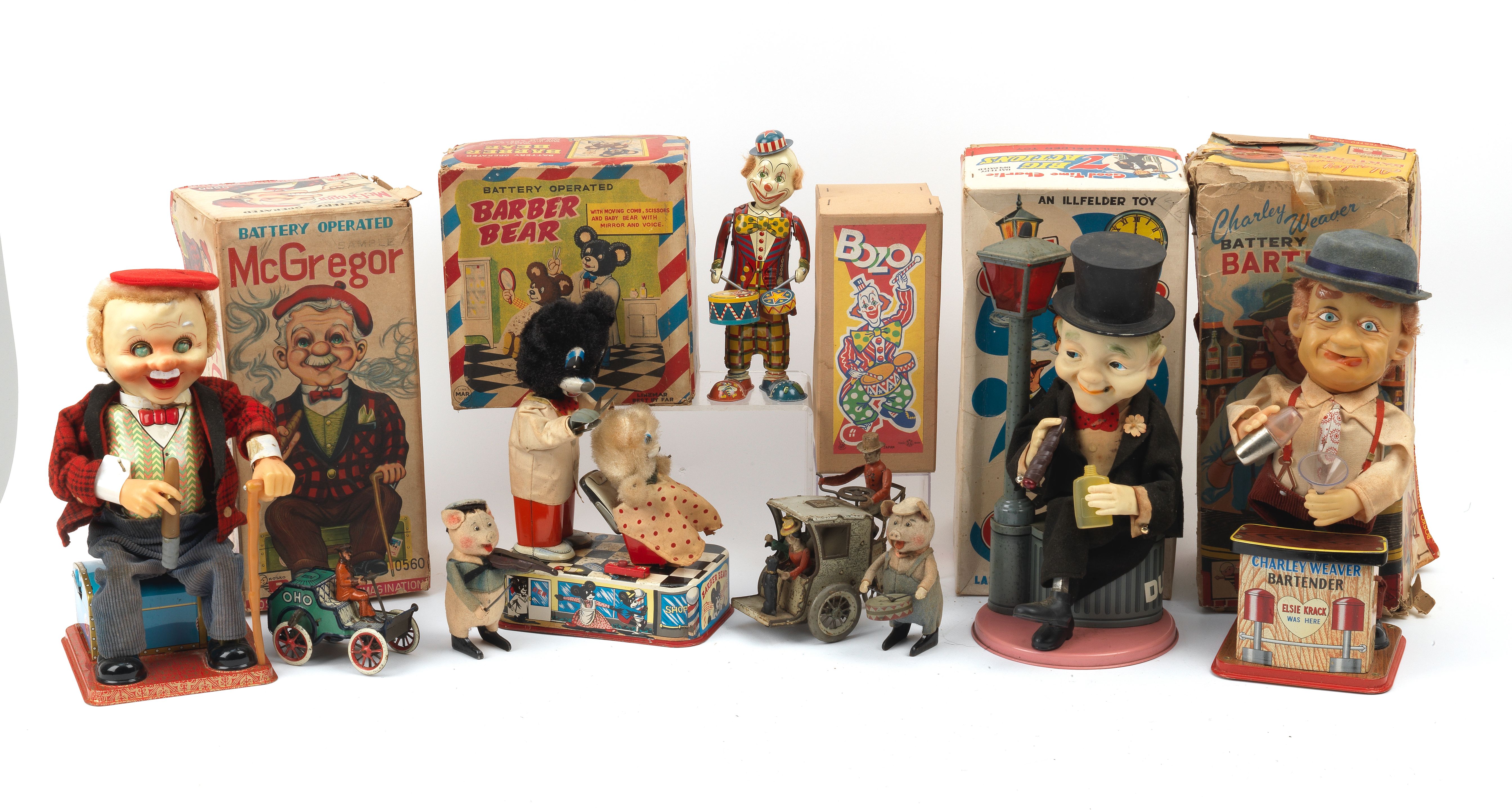 Bonhams Cars : Two tin-plate clockwork motoring toys by Lehmann, German, circa 1905, ((Qty))