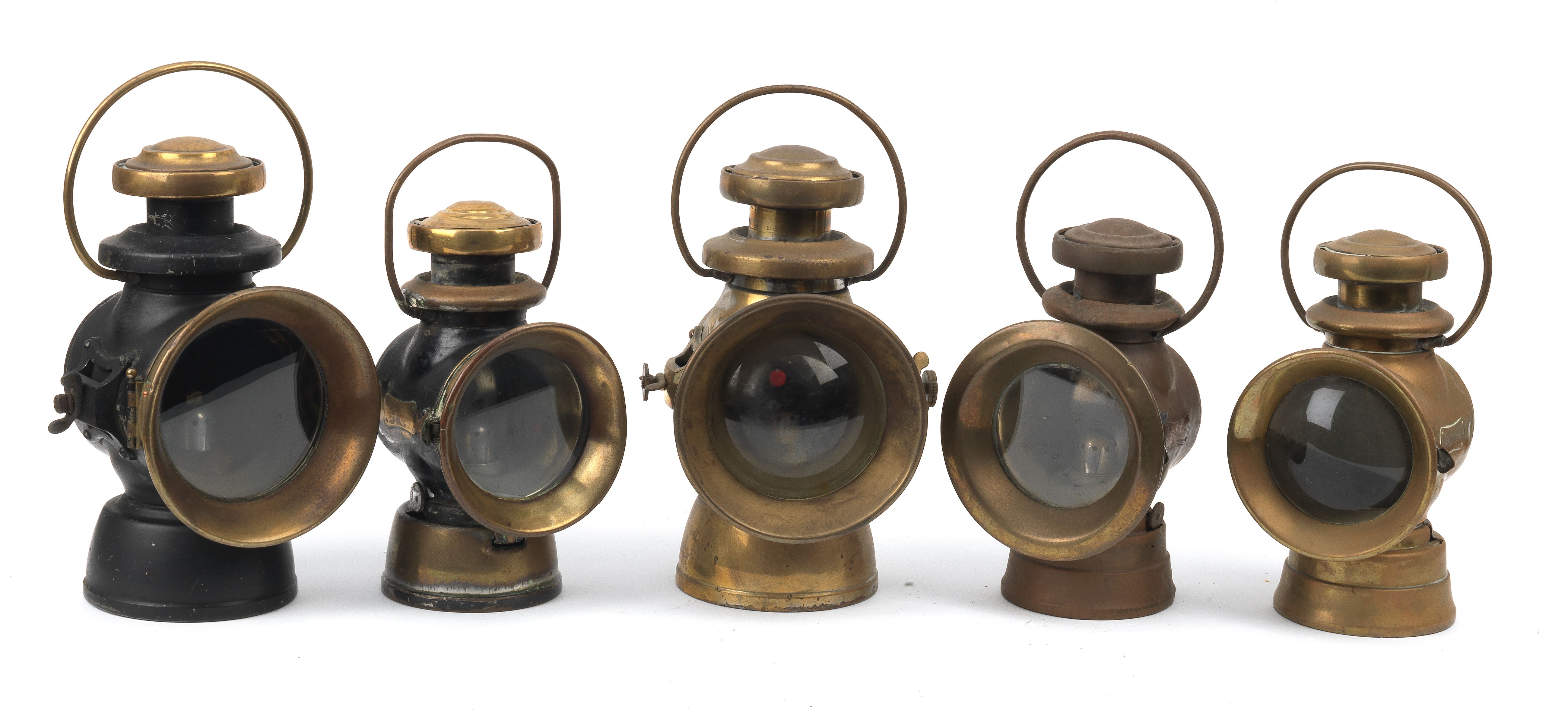Bonhams Cars : Five assorted Lucas oil-illuminating side-lamps, ((5))