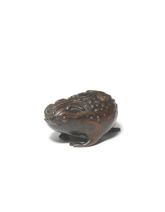 Bonhams : A BRONZE THREE-LEGGED TOAD WATER DROPPER Heng zhai seal mark ...