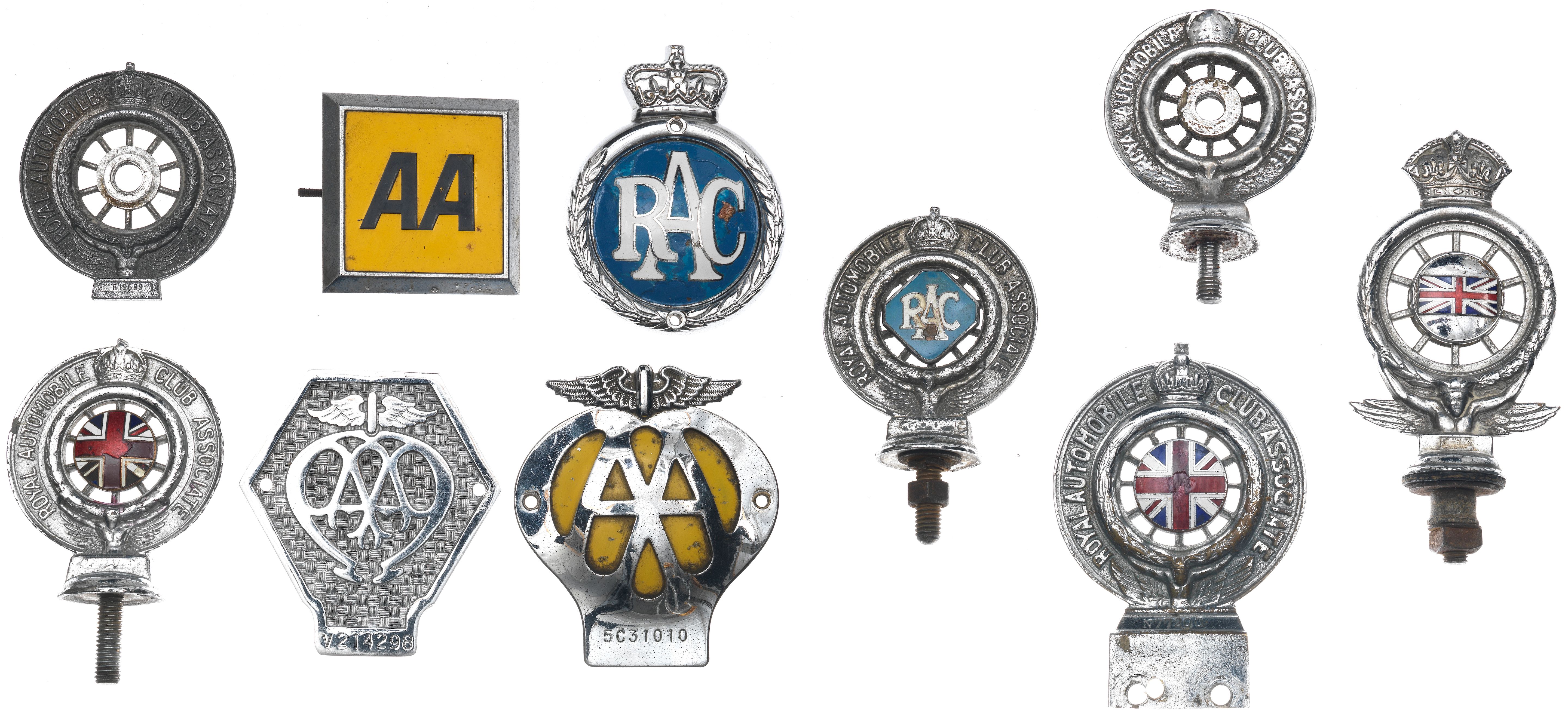 Bonhams Cars : Assorted RAC and AA badges, ((Qty))