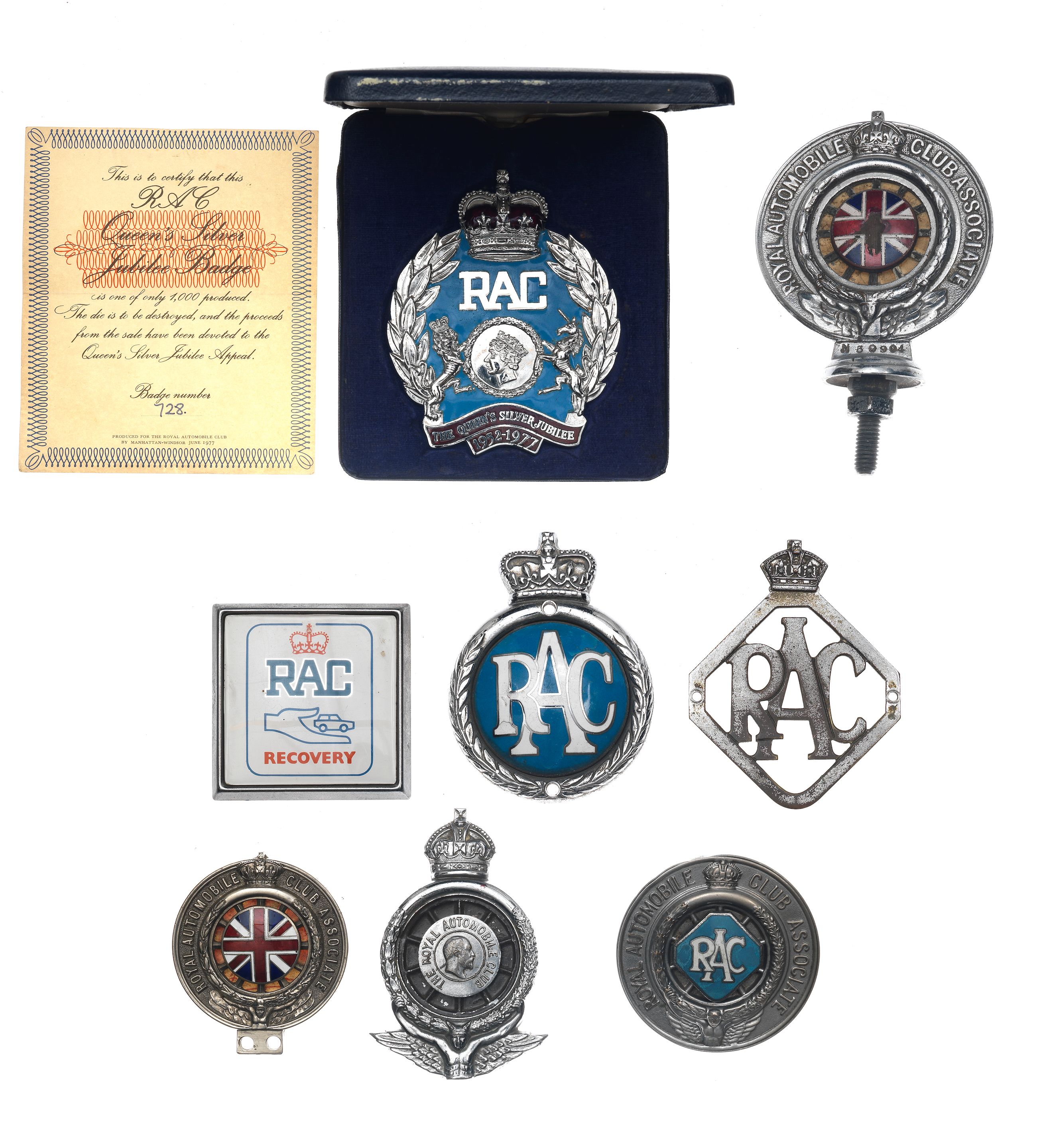 Bonhams Cars : A cased Queen's Silver Jubilee RAC commemorative enamel ...