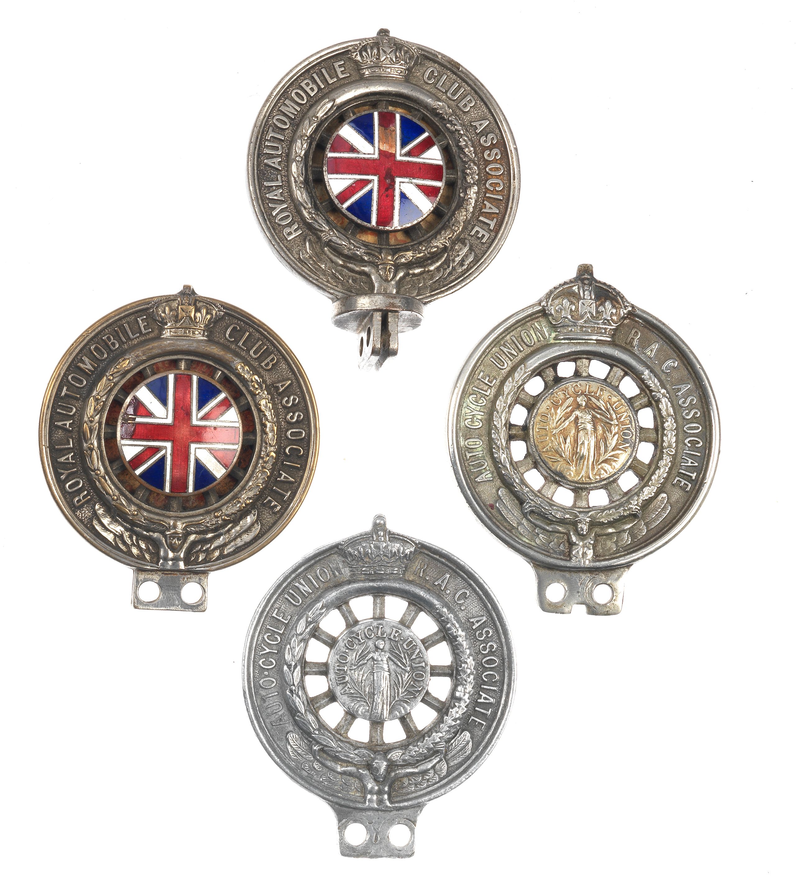 Bonhams Cars : Four motorcycle size RAC Associate Members badges, ((4))
