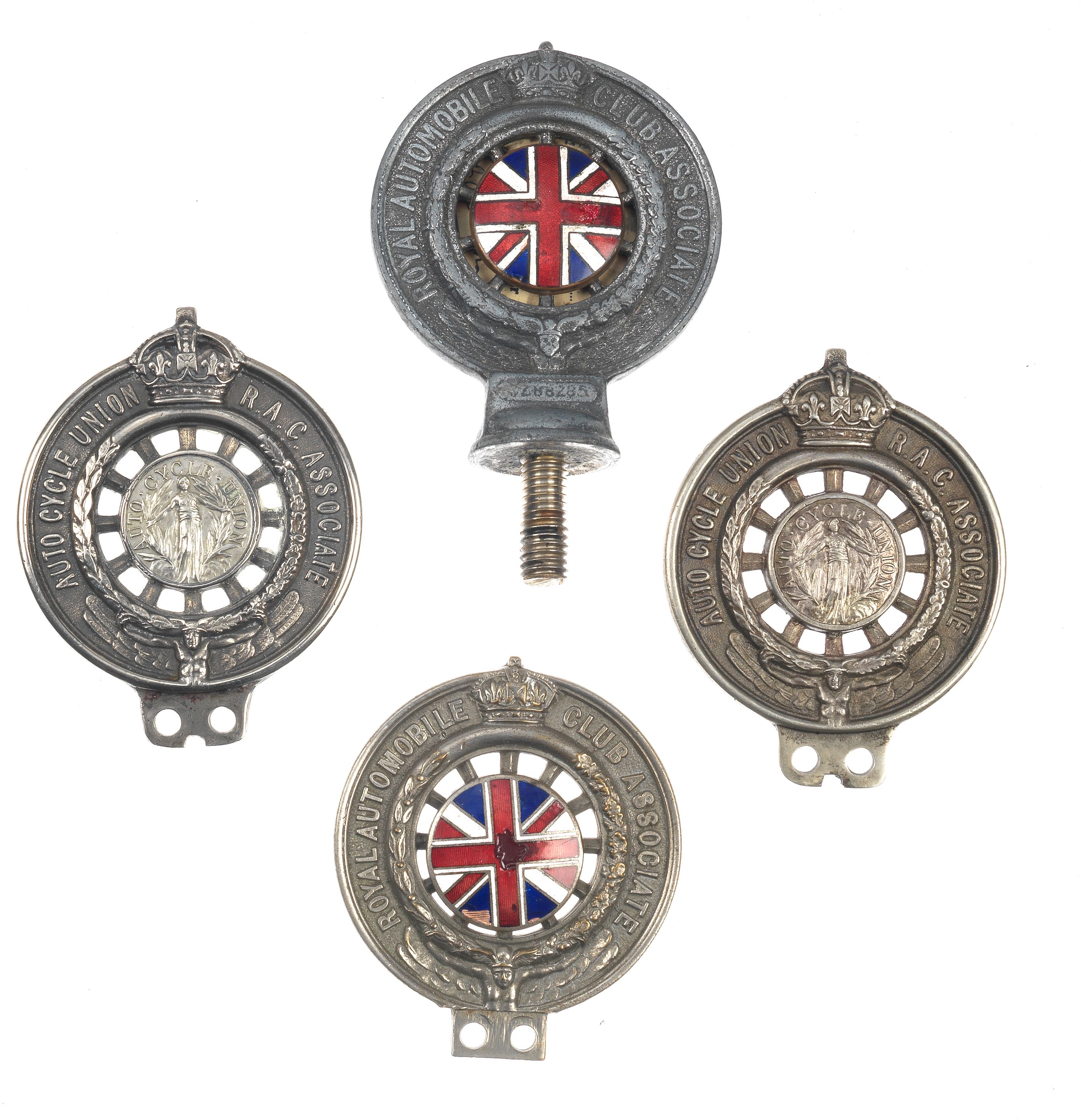 Bonhams Cars : Four motorcycle size RAC Associate Members badges, ((4) )