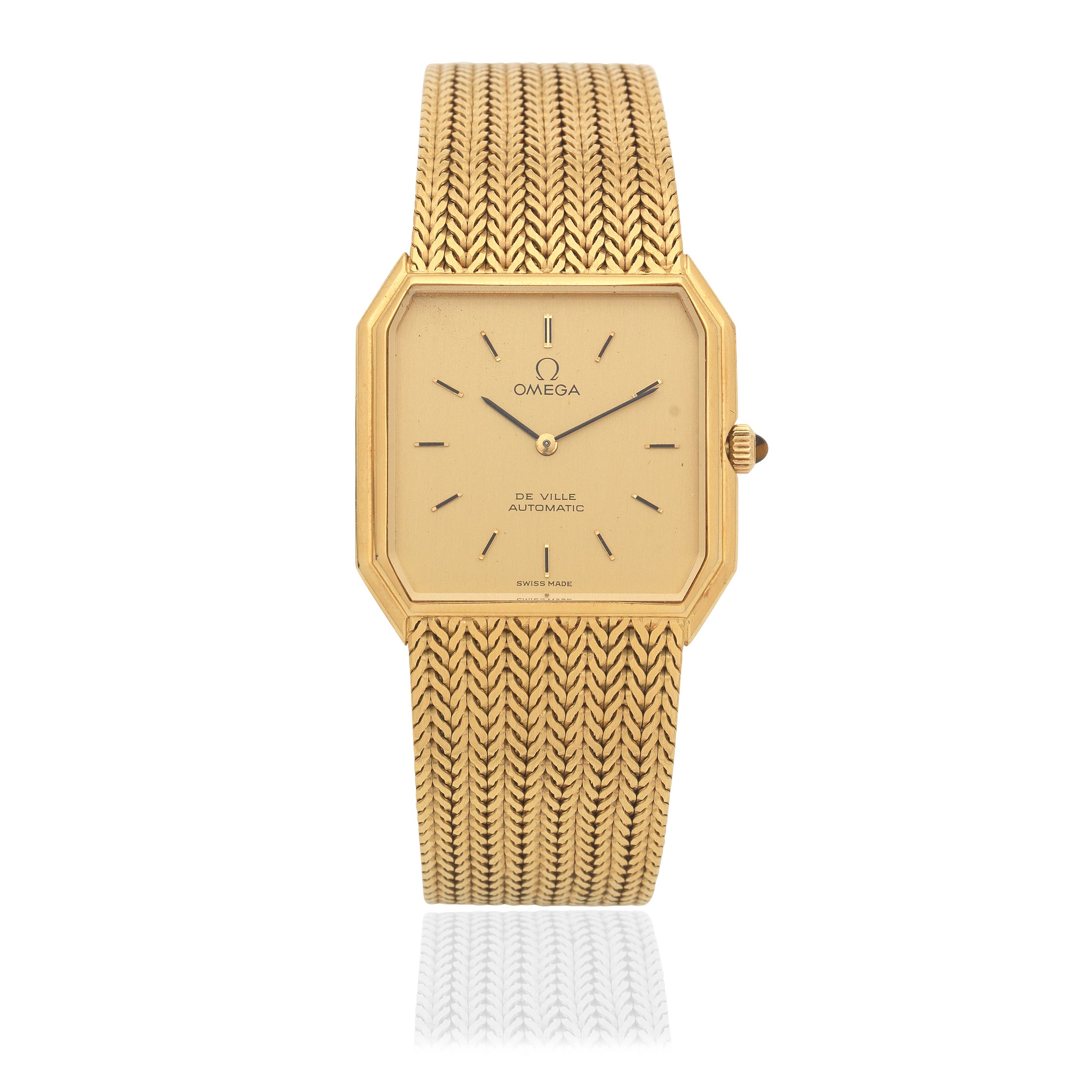 Bonhams : Omega. An 18K gold automatic bracelet watch De Ville, Circa 1975