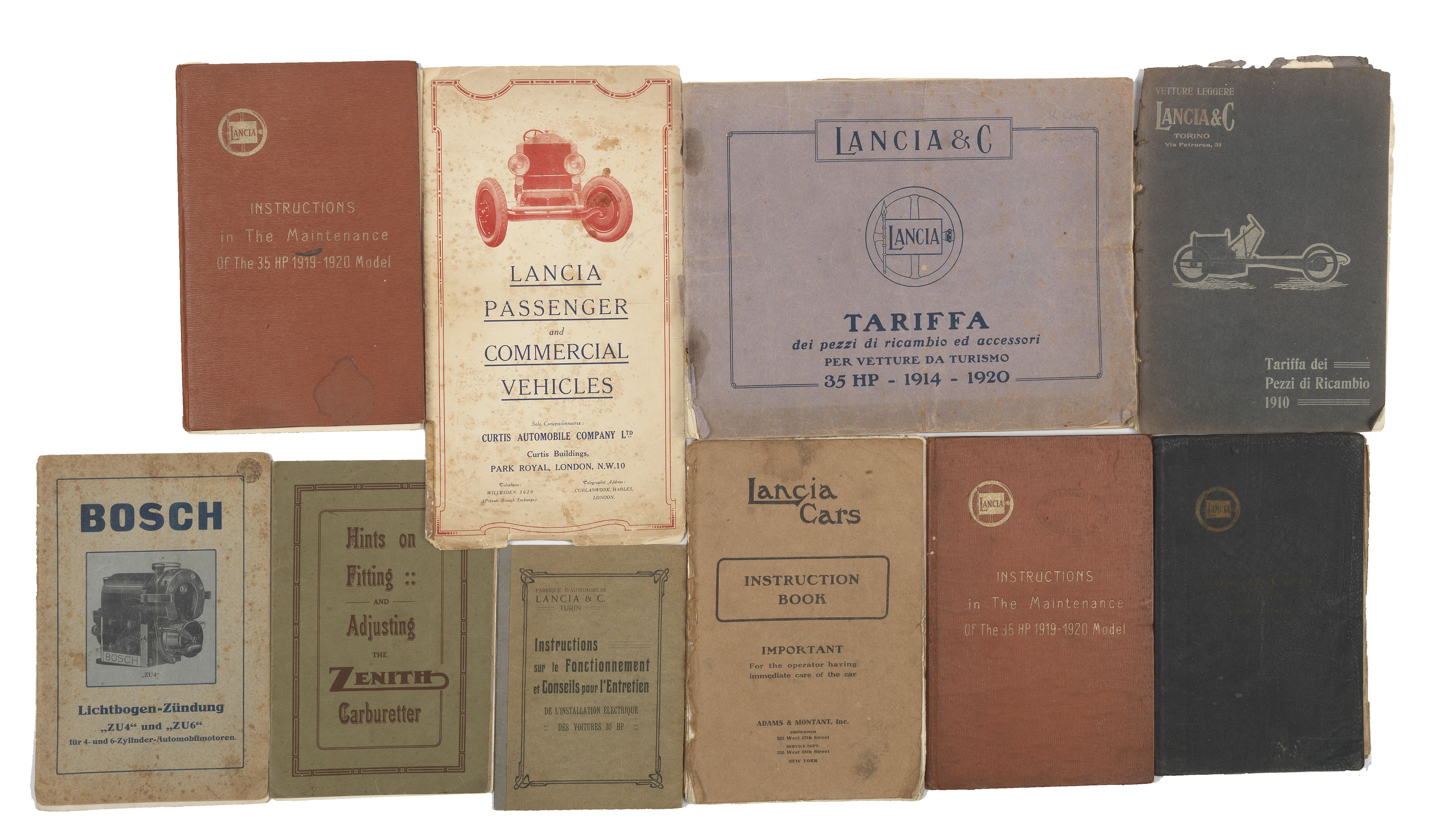 Bonhams Cars : Assorted early Lancia & Co. sales and technical literature, 1910-20s, ((10))