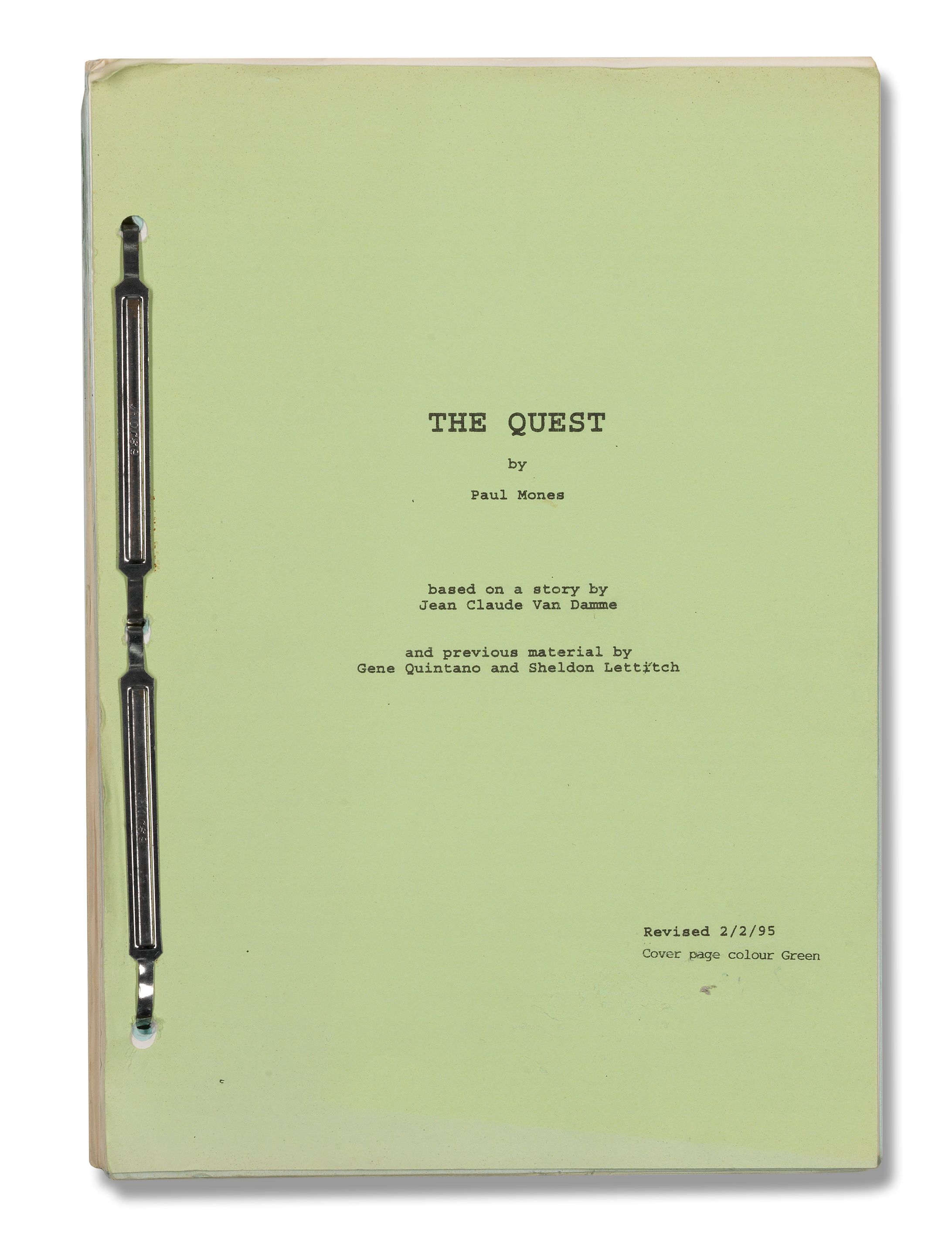 Bonhams : A revised script for The Quest Universal Pictures, 1996