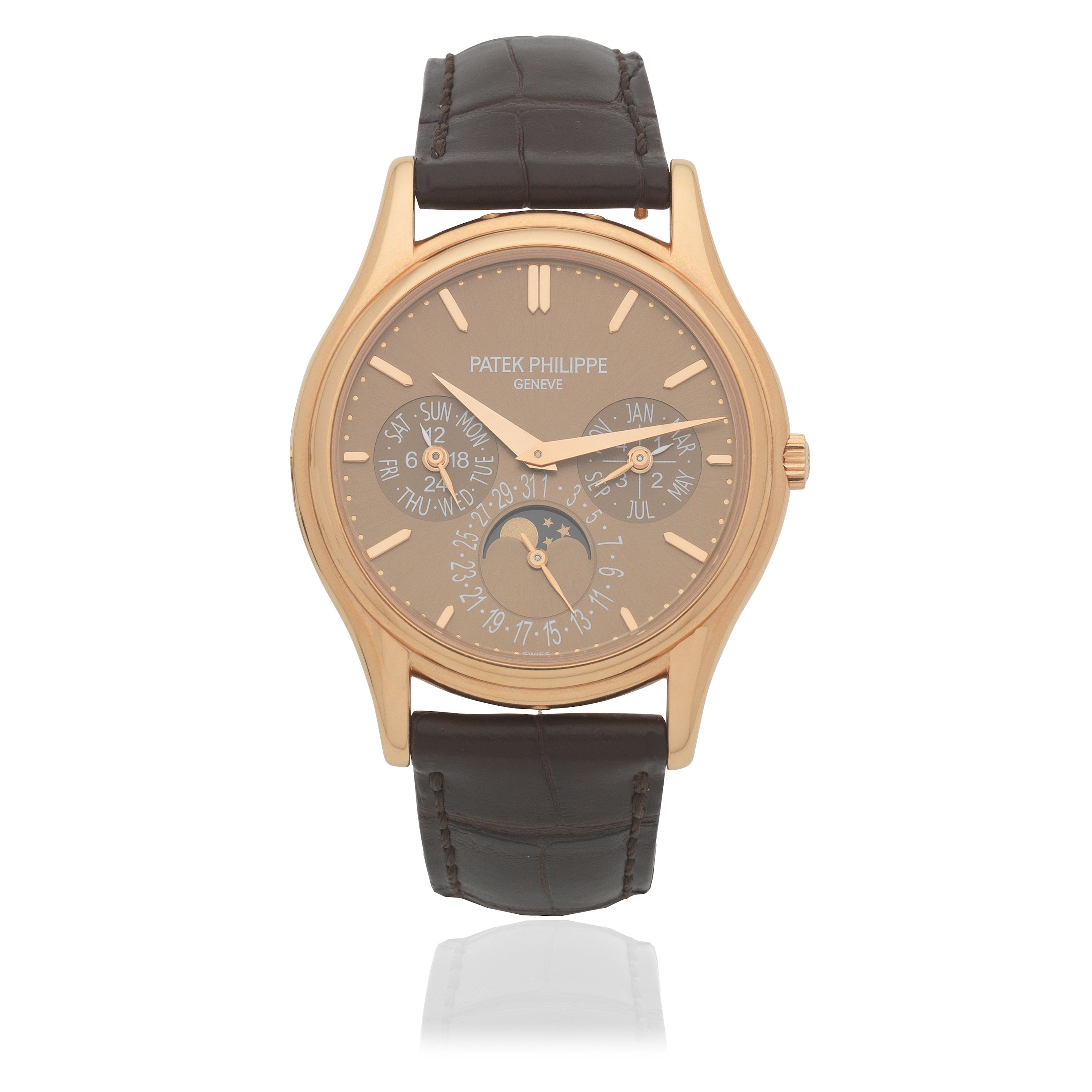 Bonhams : Patek Philippe. An 18K rose gold automatic perpetual calendar ...