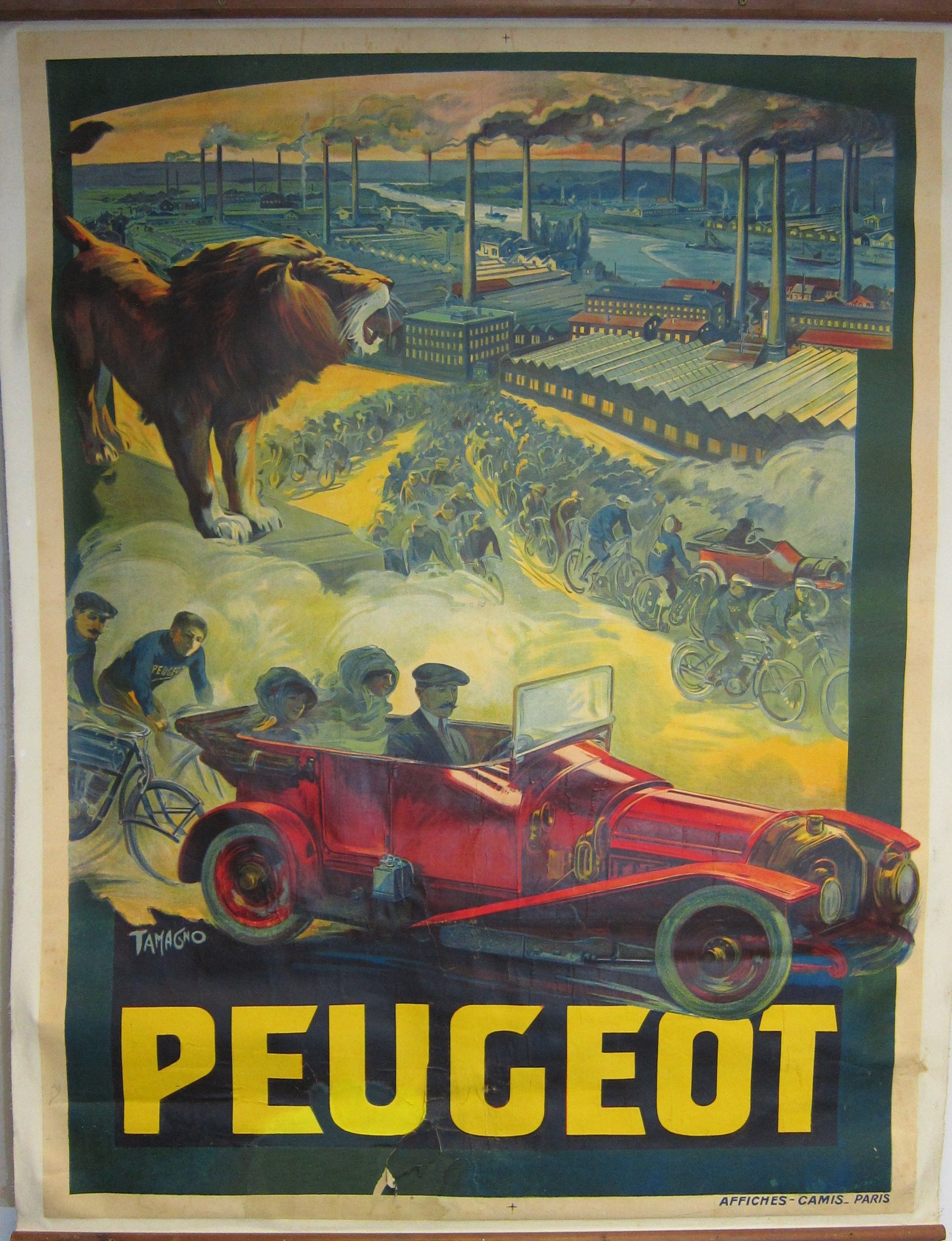 Bonhams Cars : Peugeot advertising poster after Francisco Tamagano ...