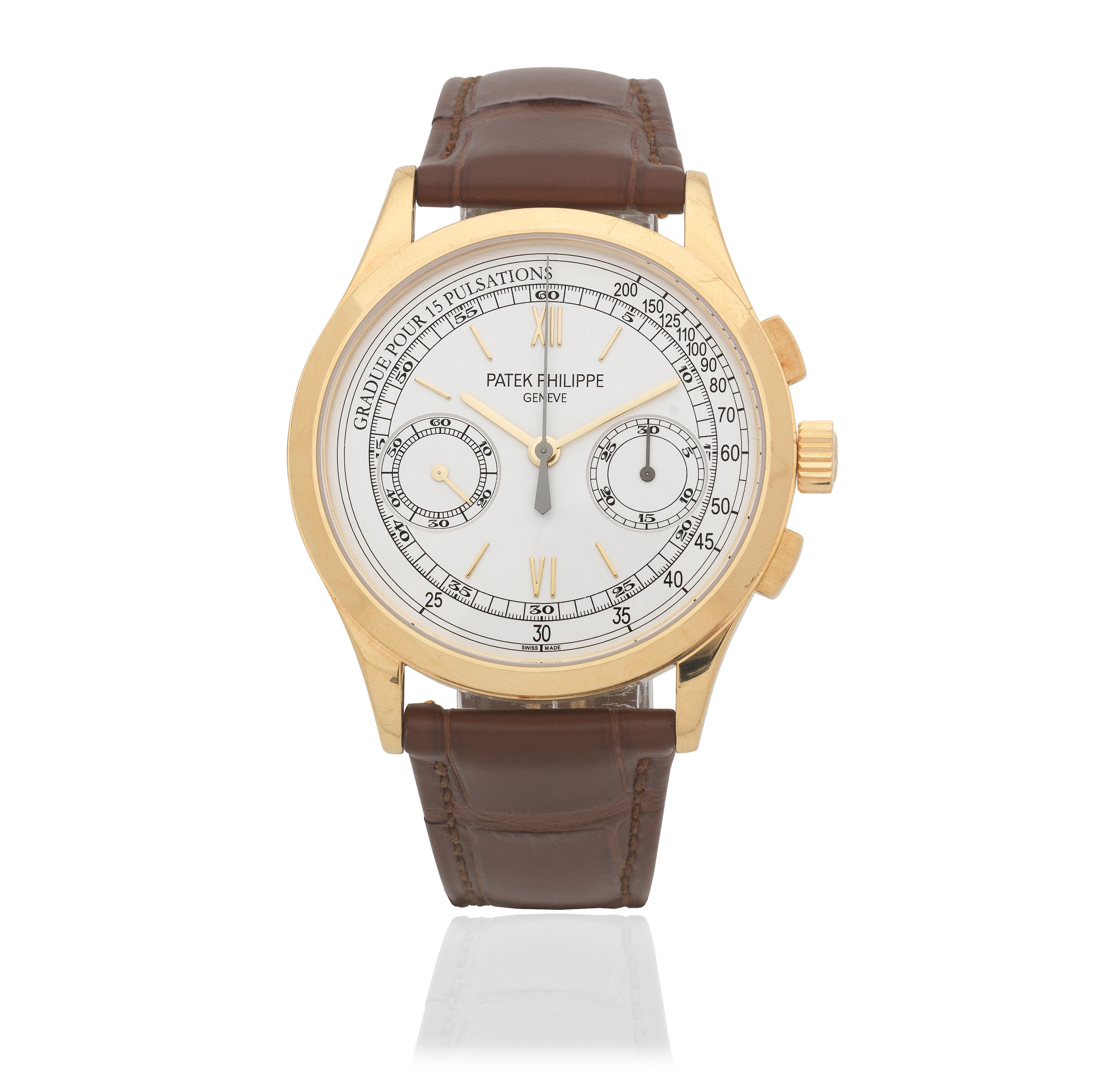 Bonhams : Patek Philippe. An 18K gold manual wind chronograph wristwatch Ref 5170J-001 ...