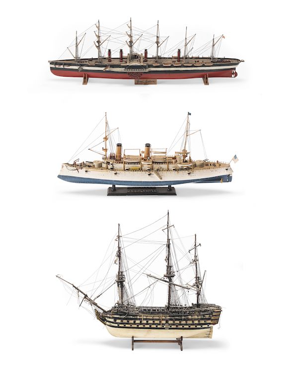 Bonhams : A Group of Three Ship Models, 20th century, ship-of-the-line ...