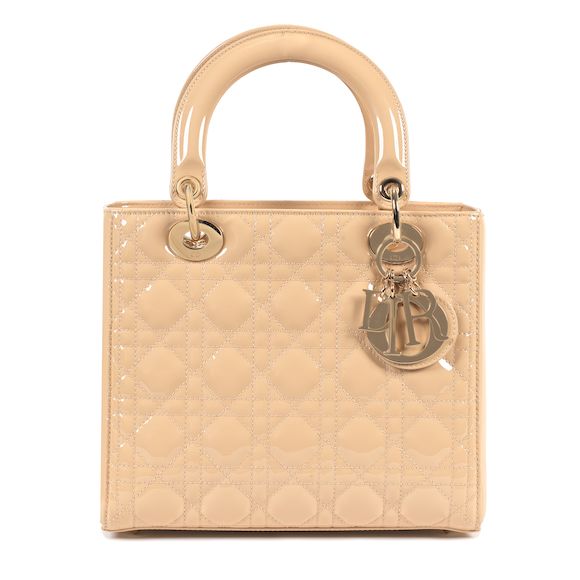 Bonhams : Christian Dior: a Beige Patent Leather Medium Lady Dior 2016 ...