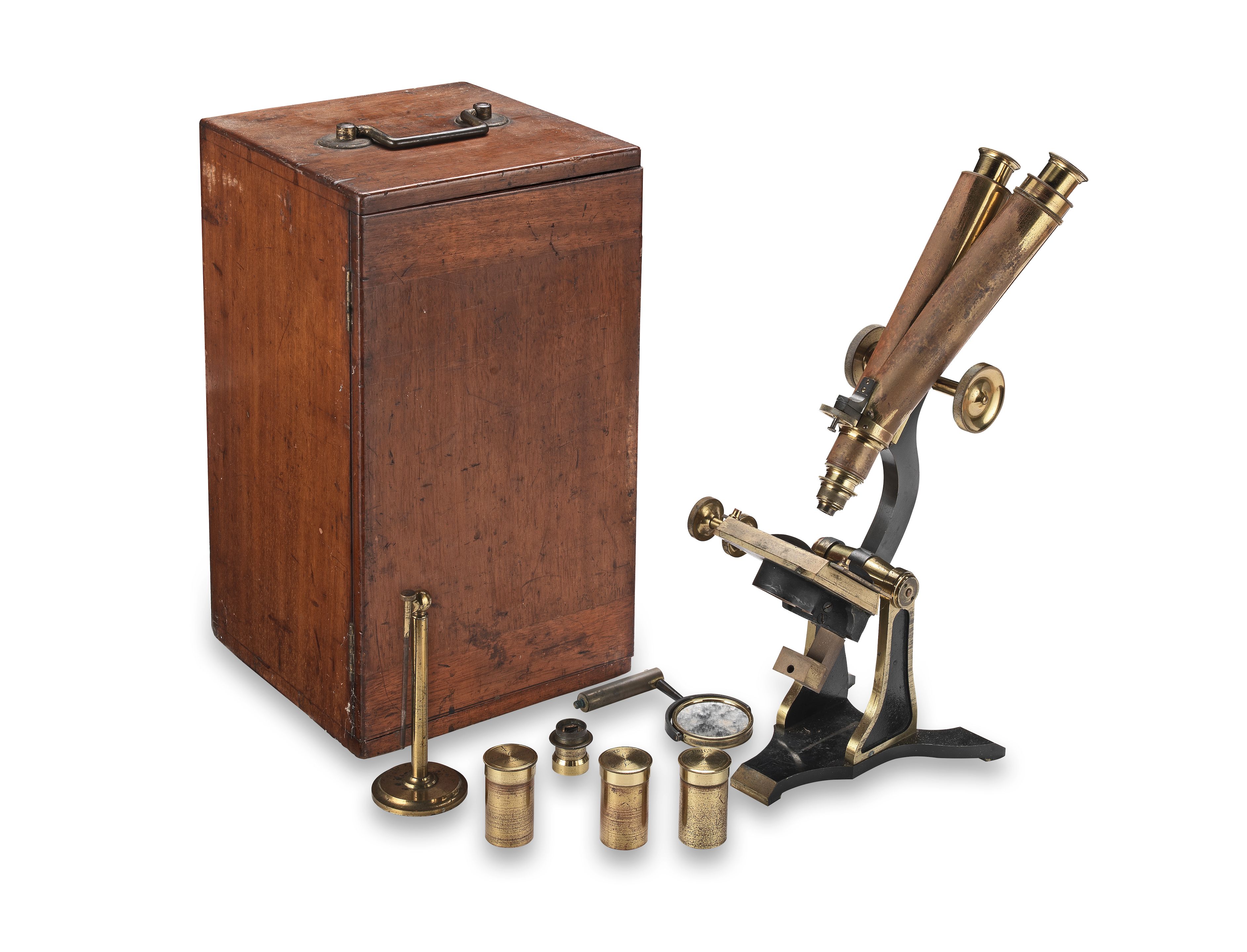 Bonhams : An H. & W. Crouch Brass Compound Binocular Microscope And A ...