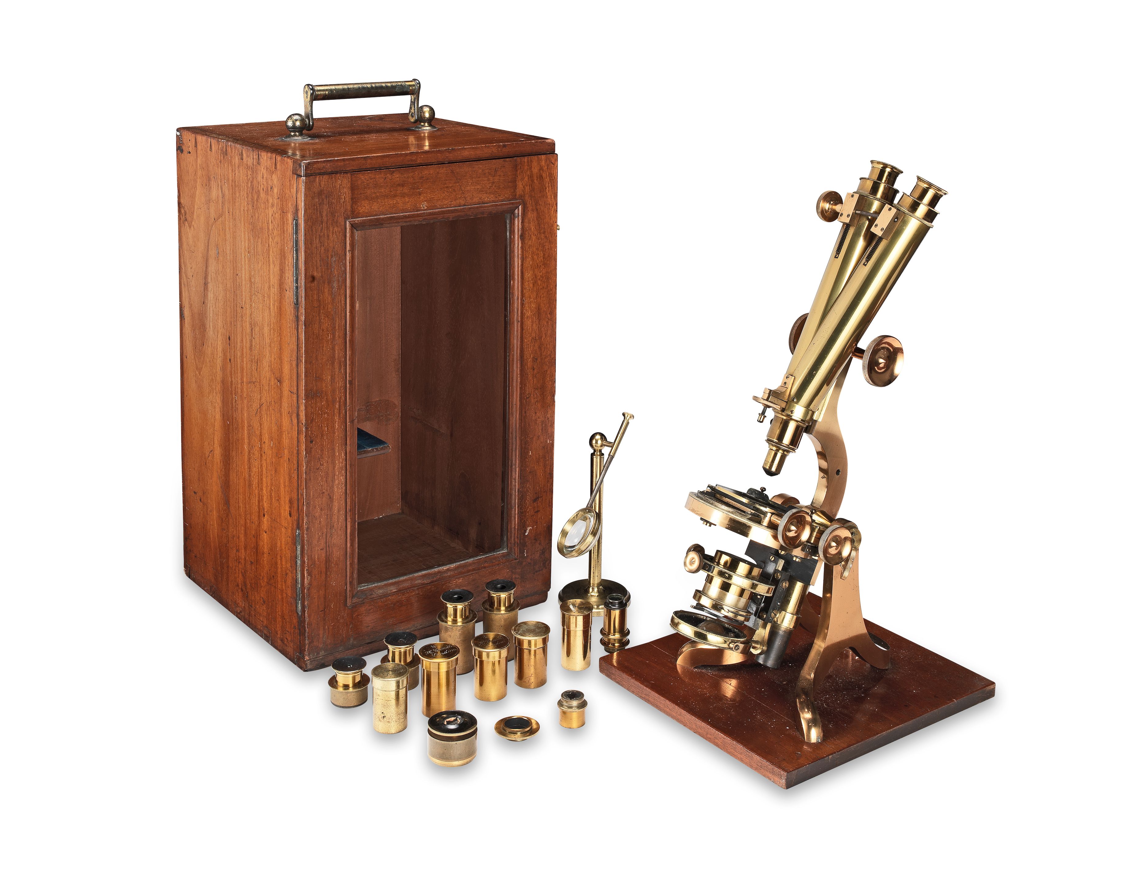 Bonhams : A Henry Crouch Brass Binocular Compound Microscope, English ...