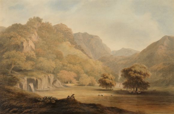 Bonhams : John Warwick Smith (Irthington 1749-1831 London) Shepherds watching over a valley of sheep