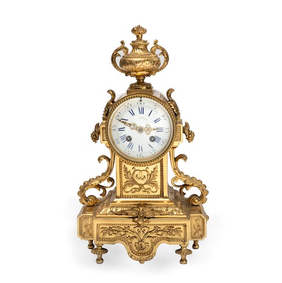 Bonhams : A late 19th Century French gilt metal eight day mantel clock ...