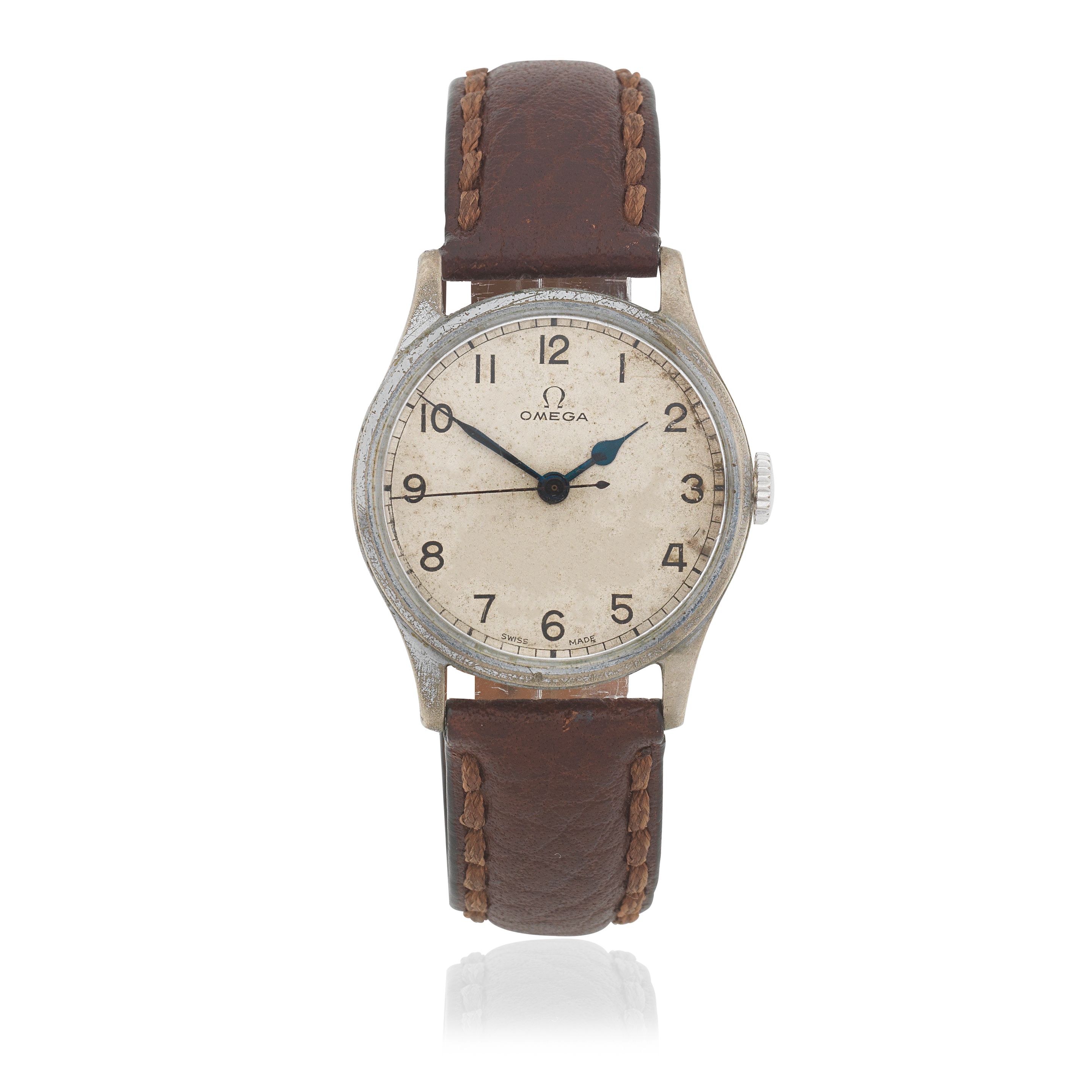 Bonhams : Omega. A military issue stainless steel manual wind ...