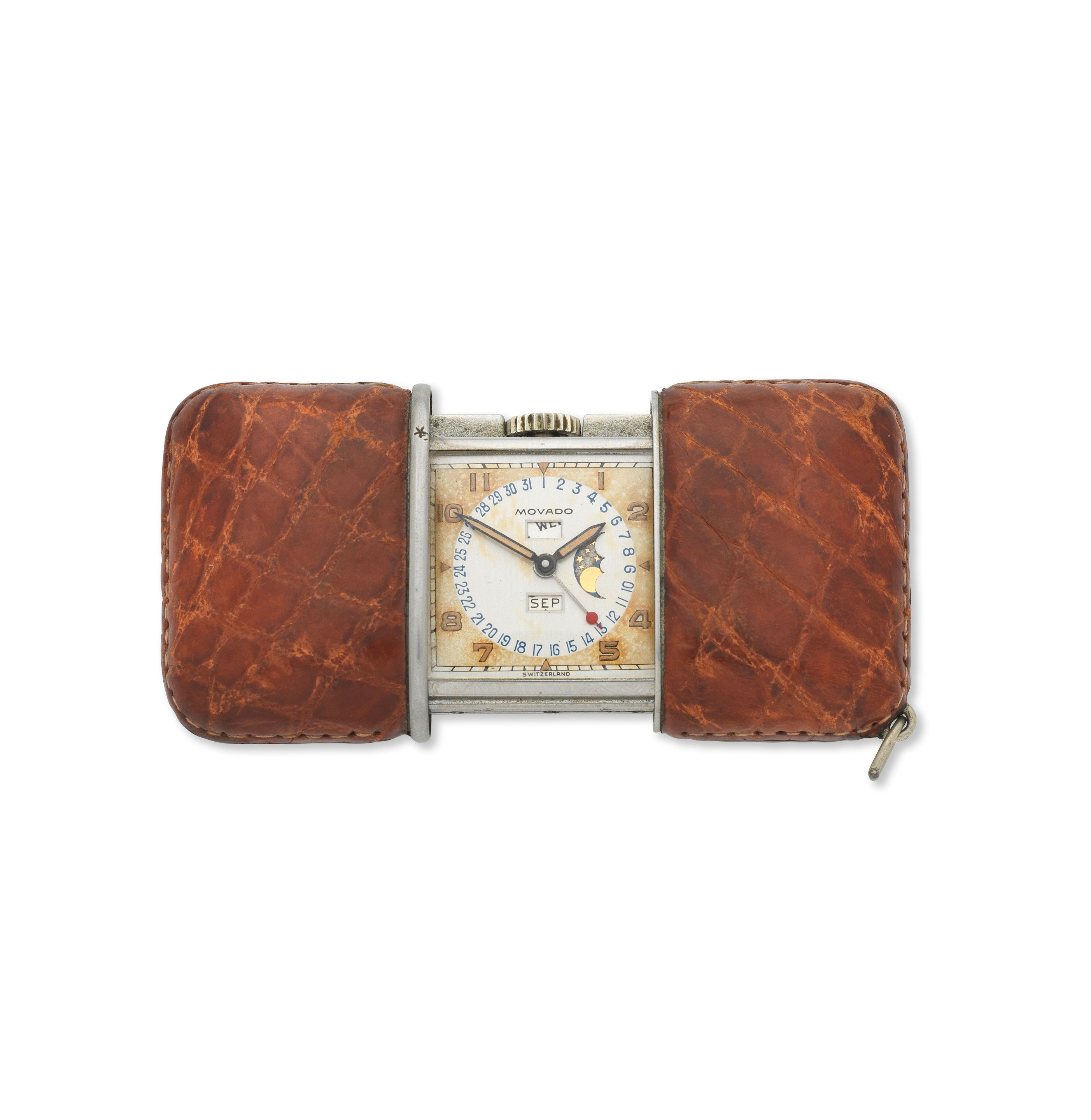 Bonhams : Movado. A stainless steel manual wind triple calendar purse ...