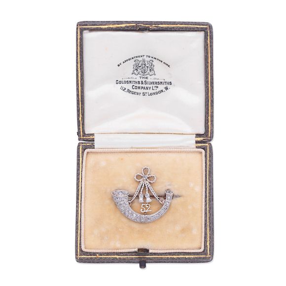 Bonhams : DIAMOND-SET REGIMENTAL BROOCH OF THE 52ND REGIMENT OF FOOT,
