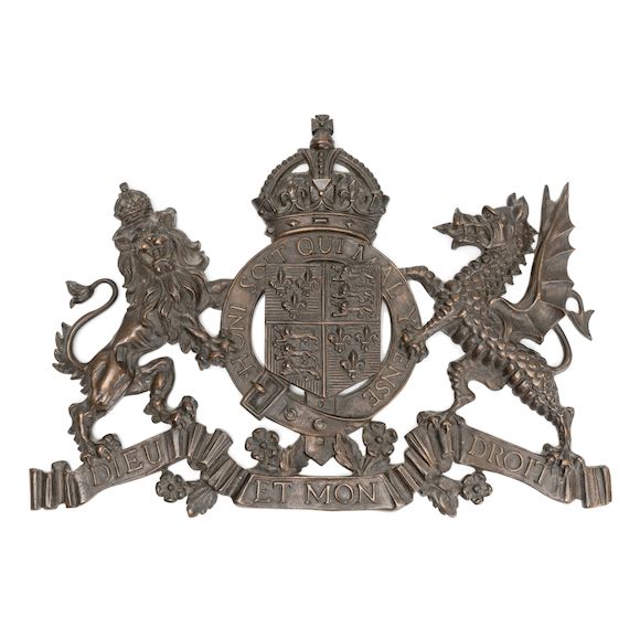 Bonhams : A cast and patinated bronze George V Coat of Arms
