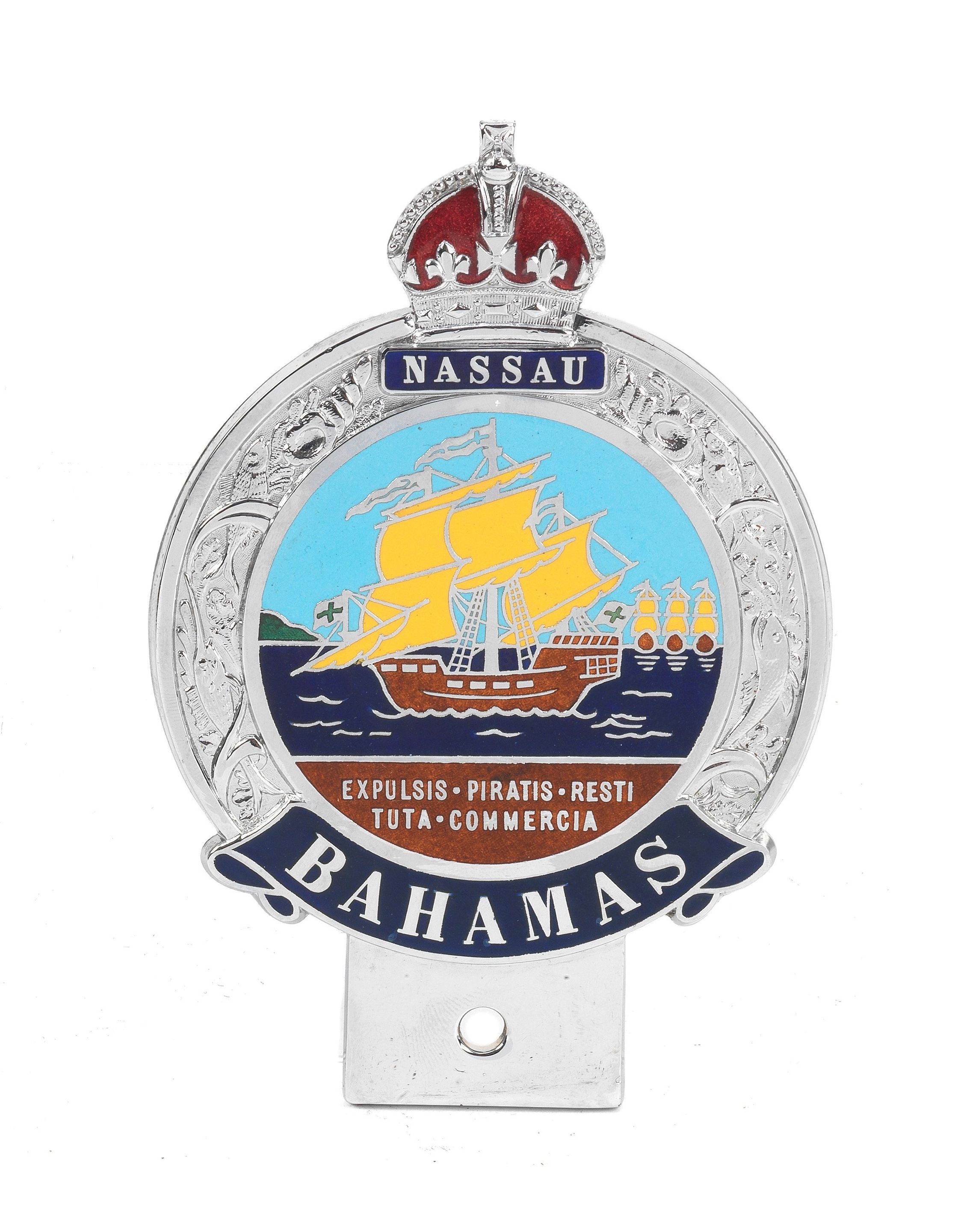 Bonhams Cars : A 'Nassau Bahamas' enamelled car badge,