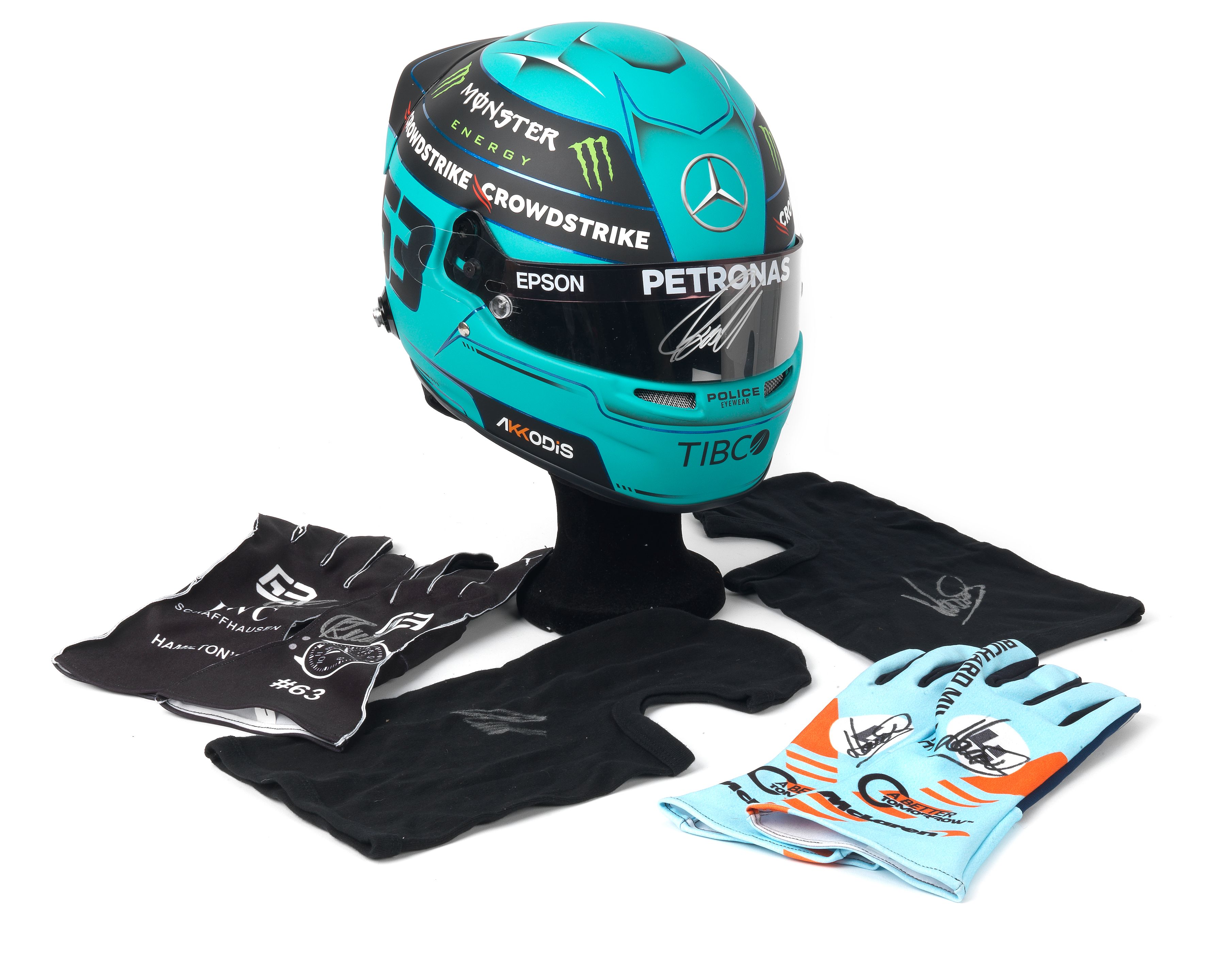 Bonhams Cars : A replica 2023 F1 season George Russell helmet with ...