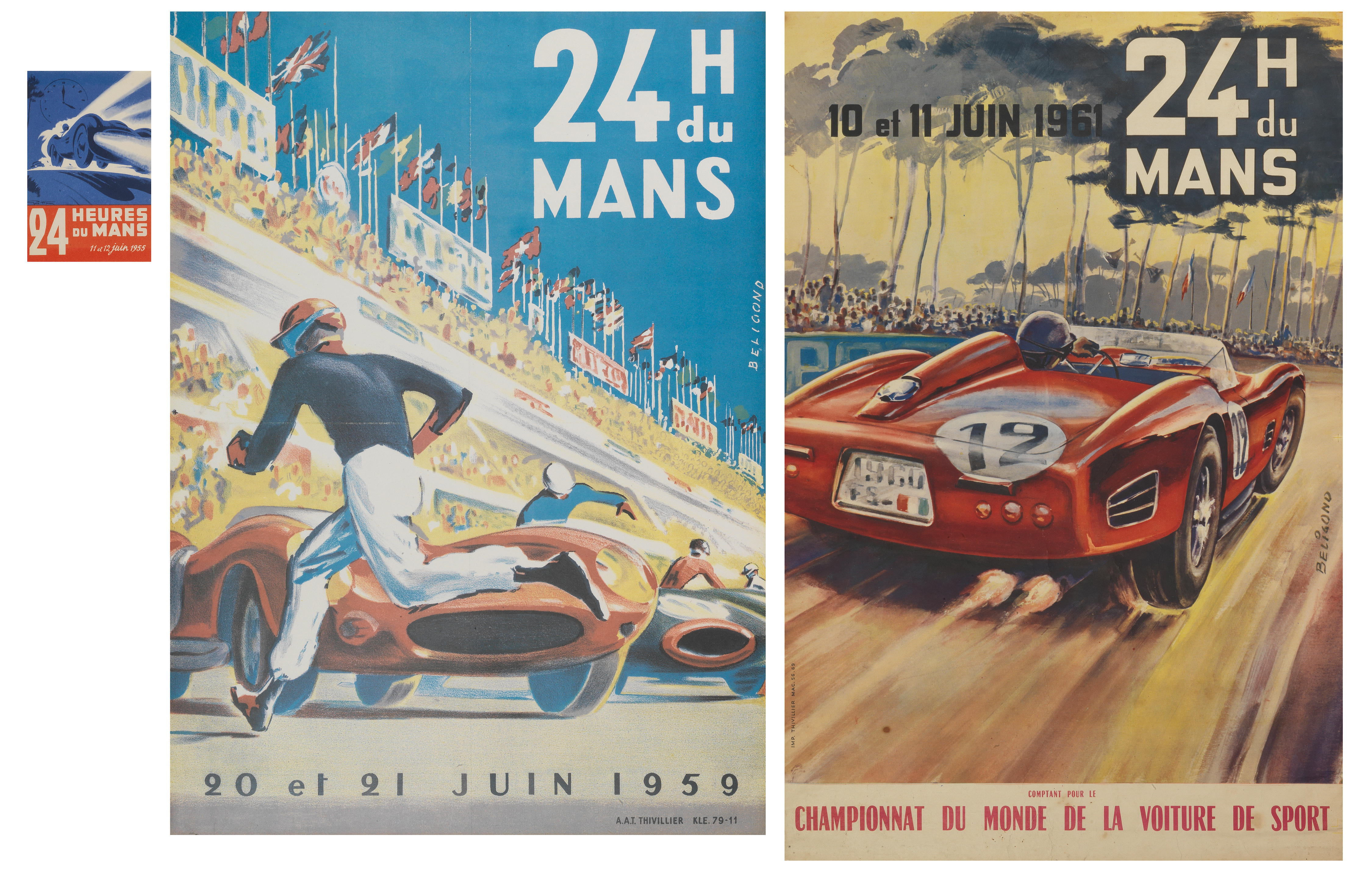 Bonhams Cars : 24 Heures du Mans 1955 advertising print, 1959 and 1961 ...