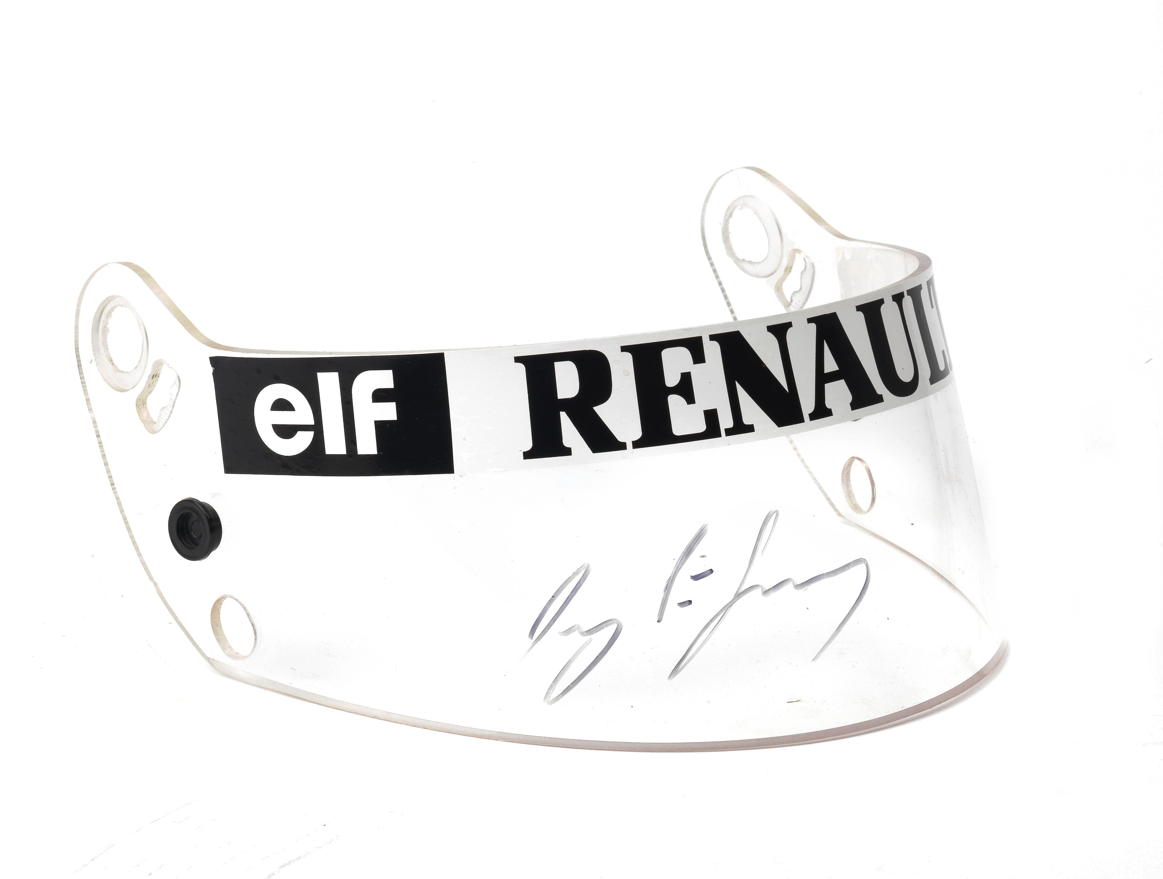 Bonhams Cars : A Bell XFM-1 helmet visor signed by Ayrton Senna, ((2))