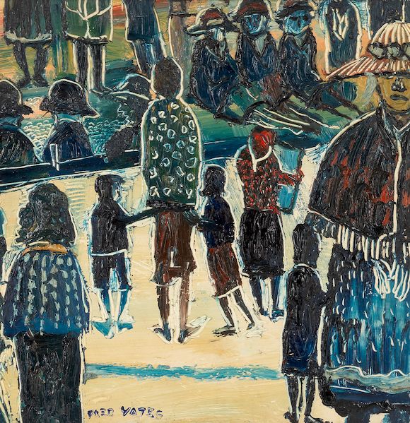 Bonhams : Fred Yates (British, 1922-2008) Women and Children (Painted ...