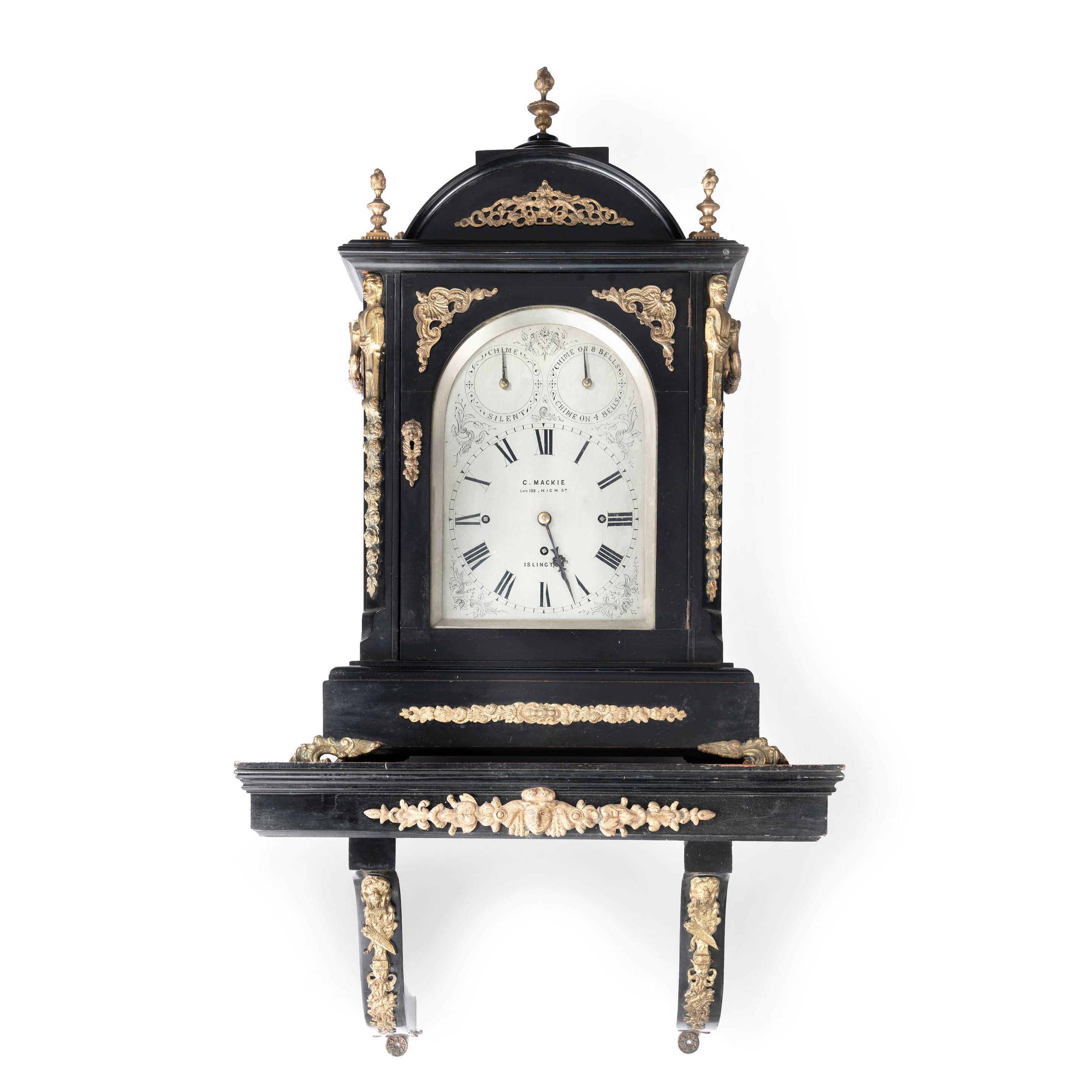 Bonhams : A late 19th century ebonised and gilt bronze mounted chiming ...