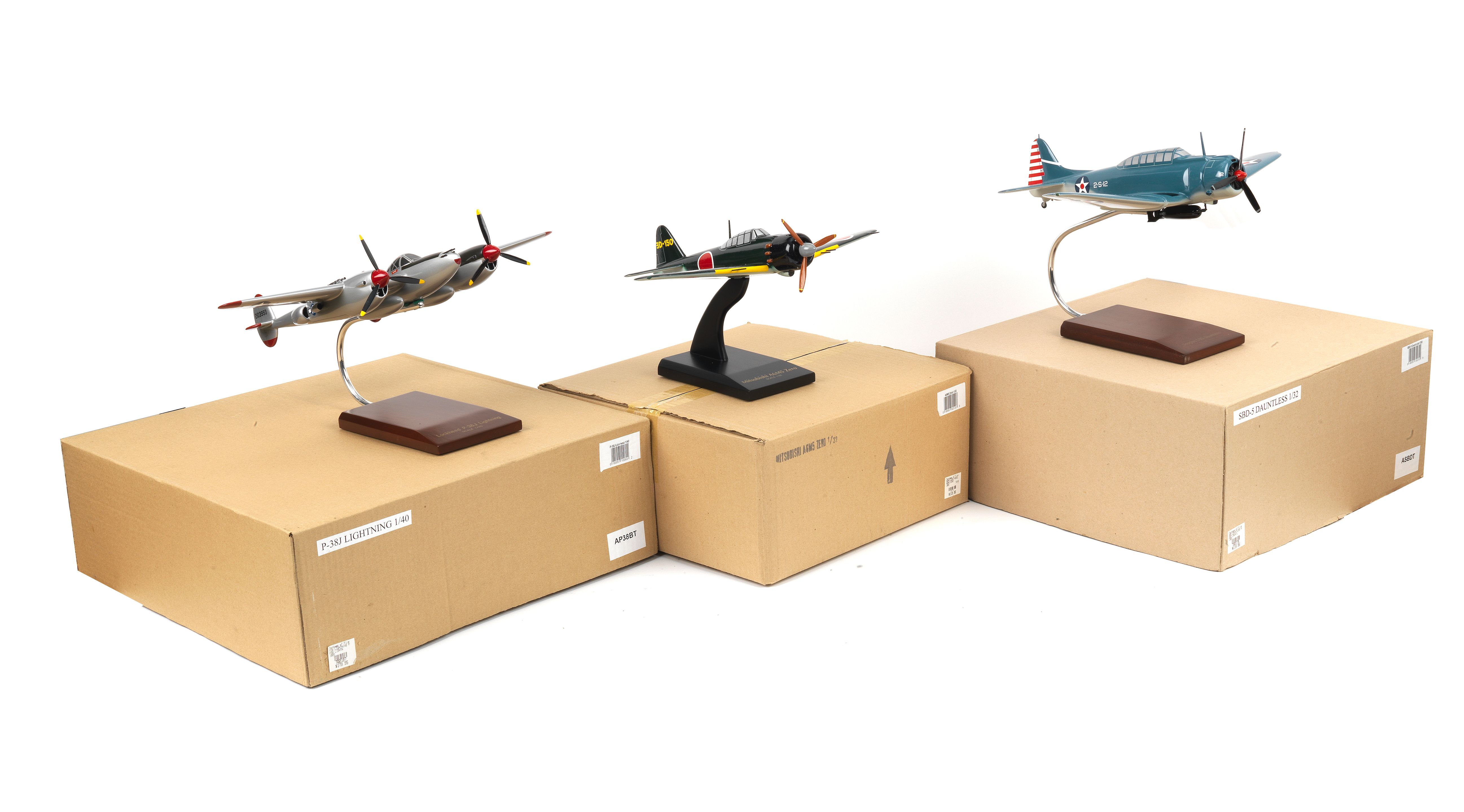 Bonhams Cars : Three boxed desk models of WW2 aircraft, ((3))