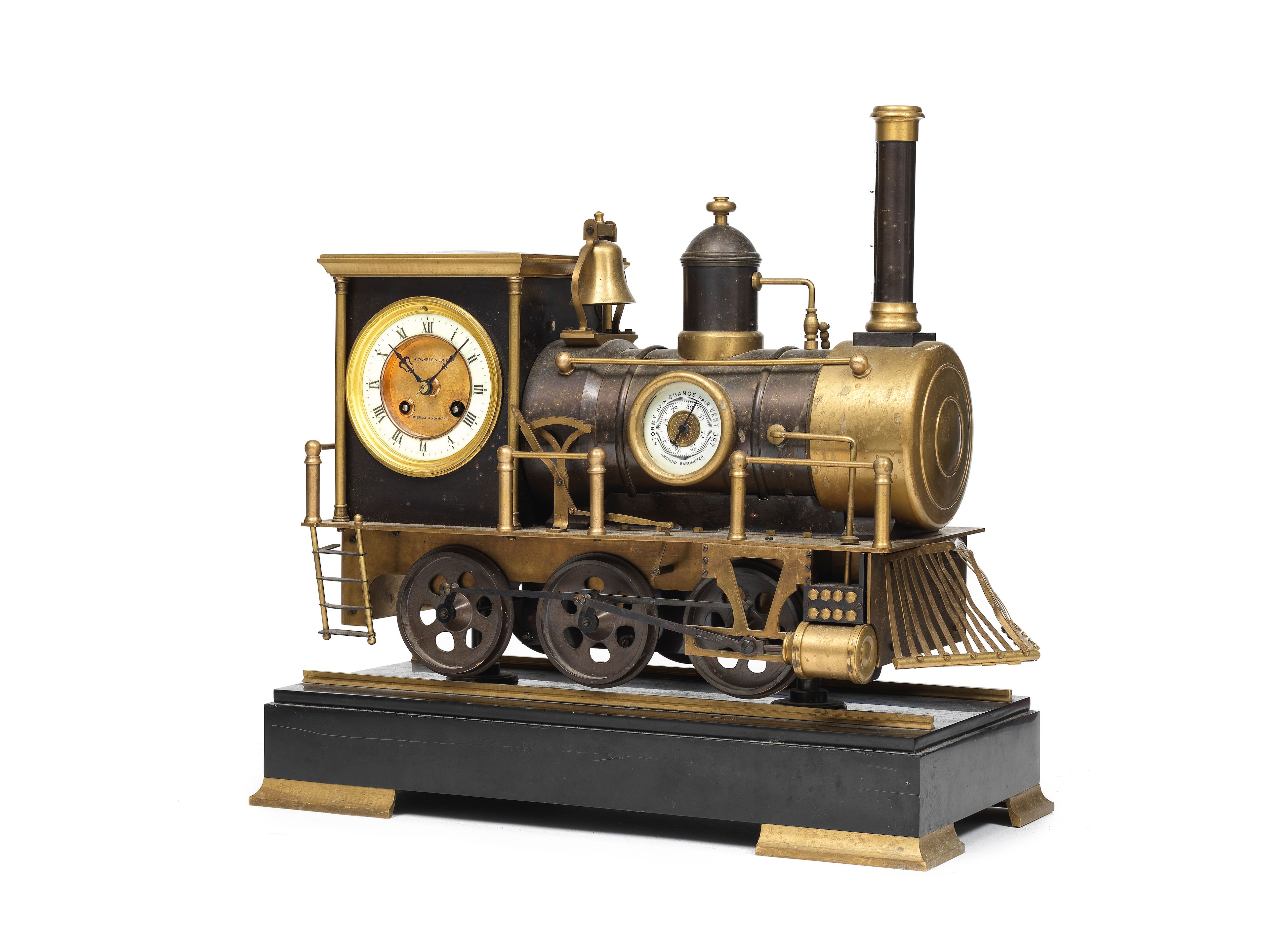 Bonhams : A modern lacquered and patinated brass copy of a locomotive ...