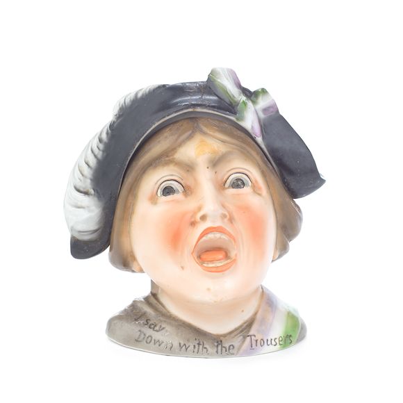 Bonhams : SUFFRAGETTE TOBACCO JAR Ceramic tobacco or biscuit jar in the ...