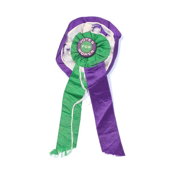 Bonhams : SUFFRAGETTE ROSETTE & BADGE, c.1908