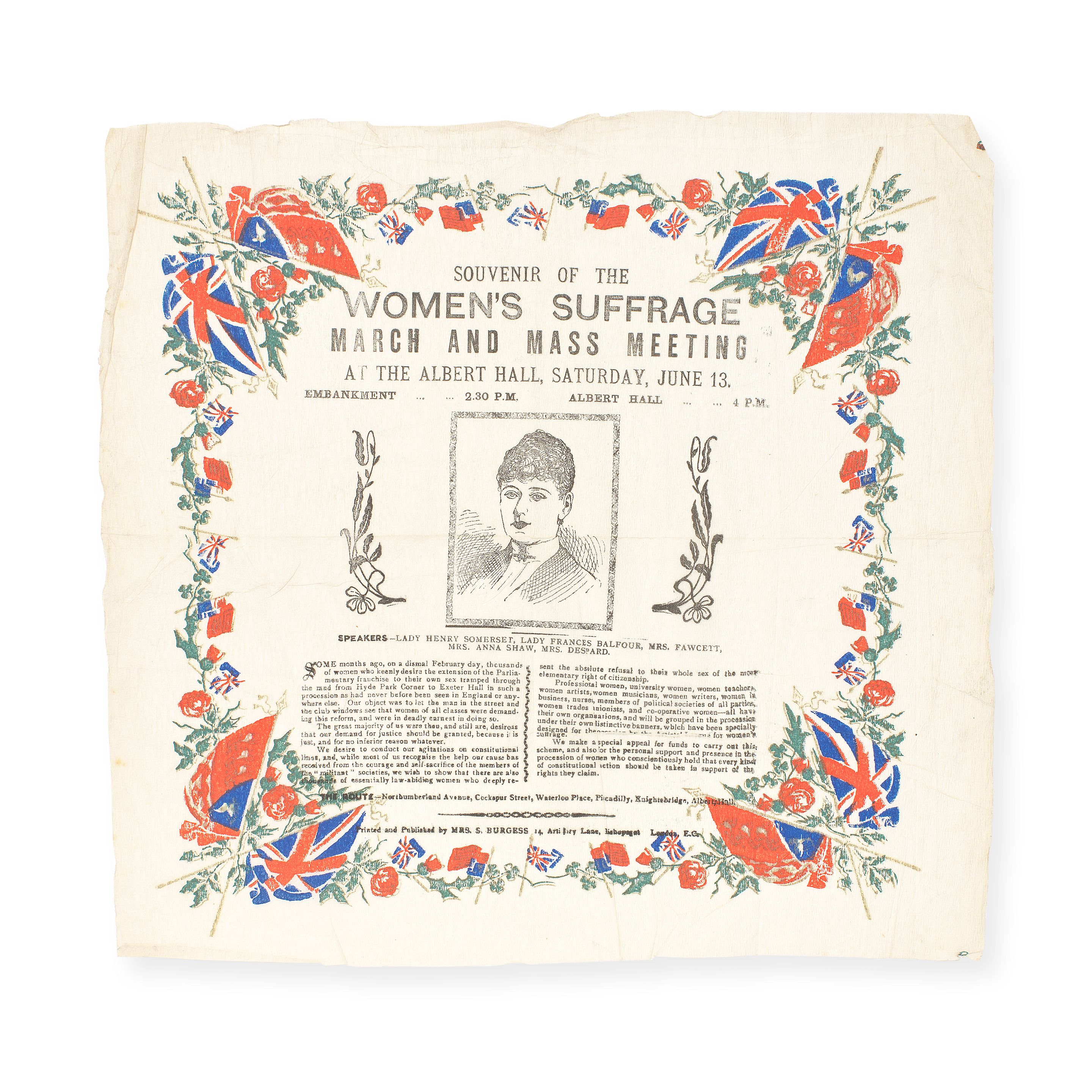Bonhams : WOMEN'S SUFFRAGE MARCH SOUVENIR 1908 Souvenir of the Women's ...