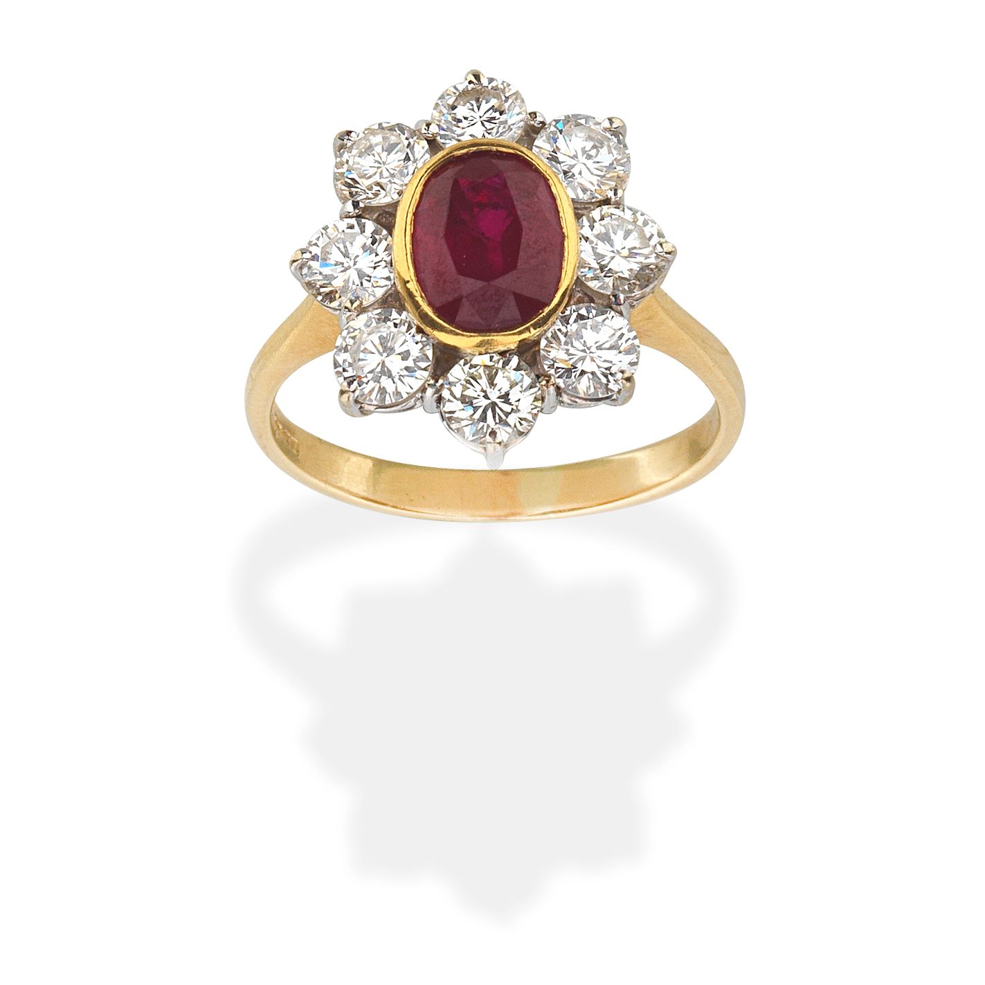 Bonhams : RUBY AND DIAMOND CLUSTER RING