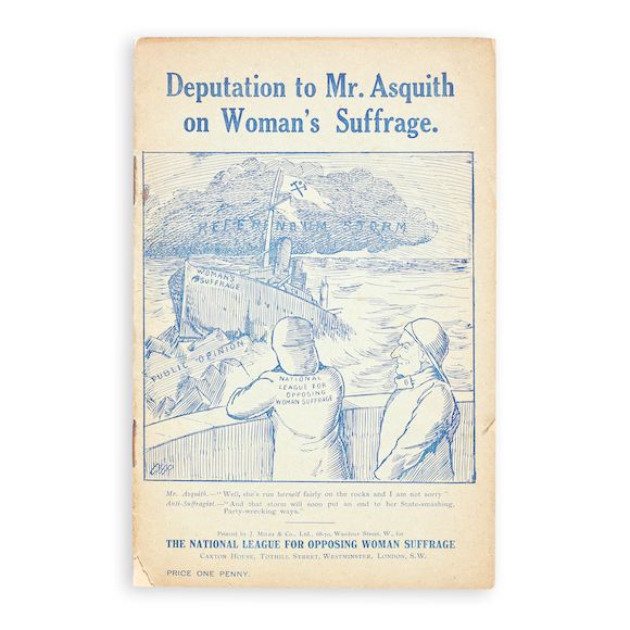 Bonhams : NATIONAL LEAGUE FOR OPPOSING WOMAN SUFFRAGE Deputation to Mr ...