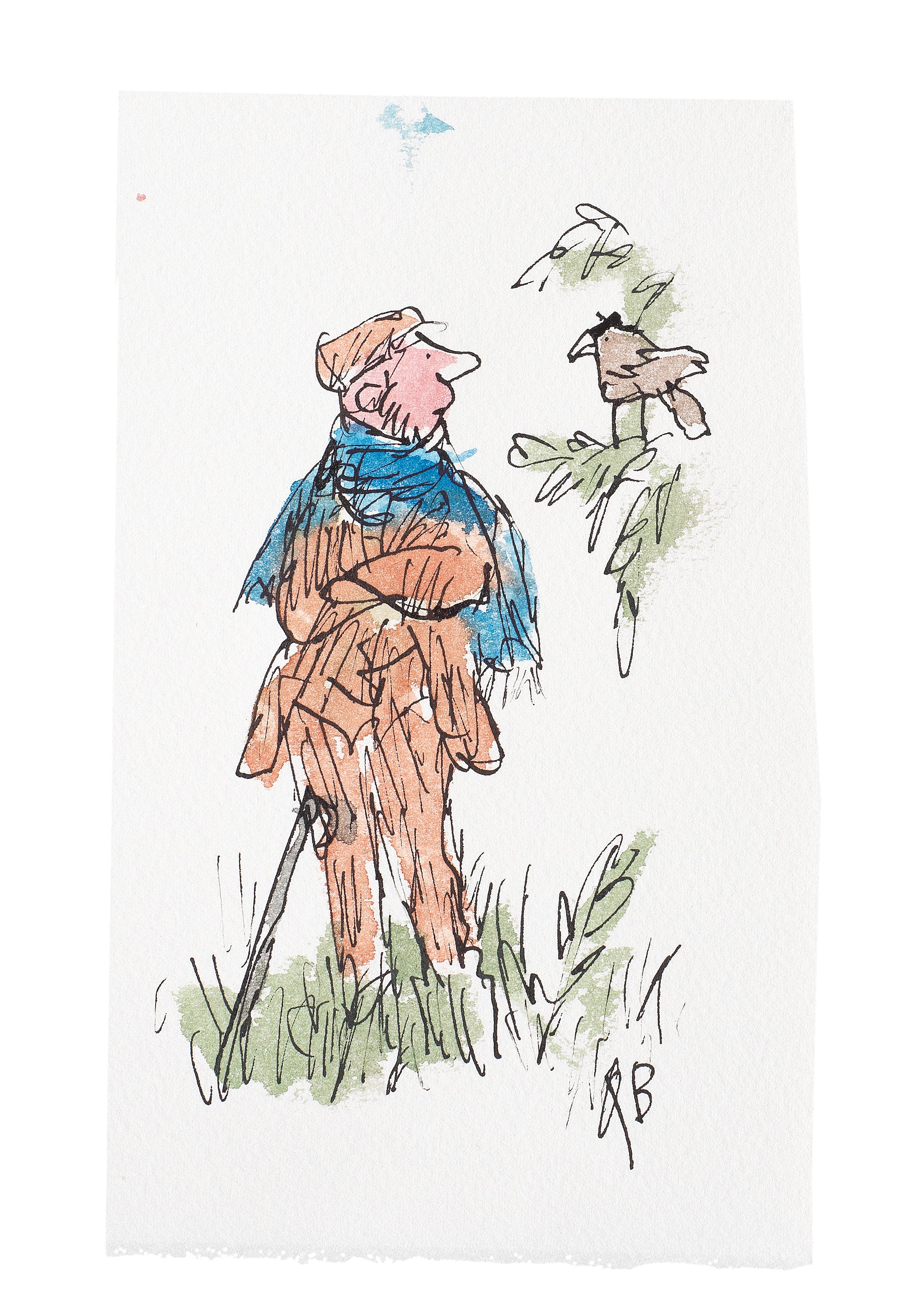 Bonhams : Sir Quentin Blake (British, born 1932) Gentleman with Bird No ...