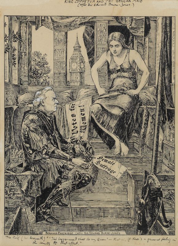 Bonhams : SUFFRAGE CARTOON 'King Cophetua and the Beggar Maid (after ...