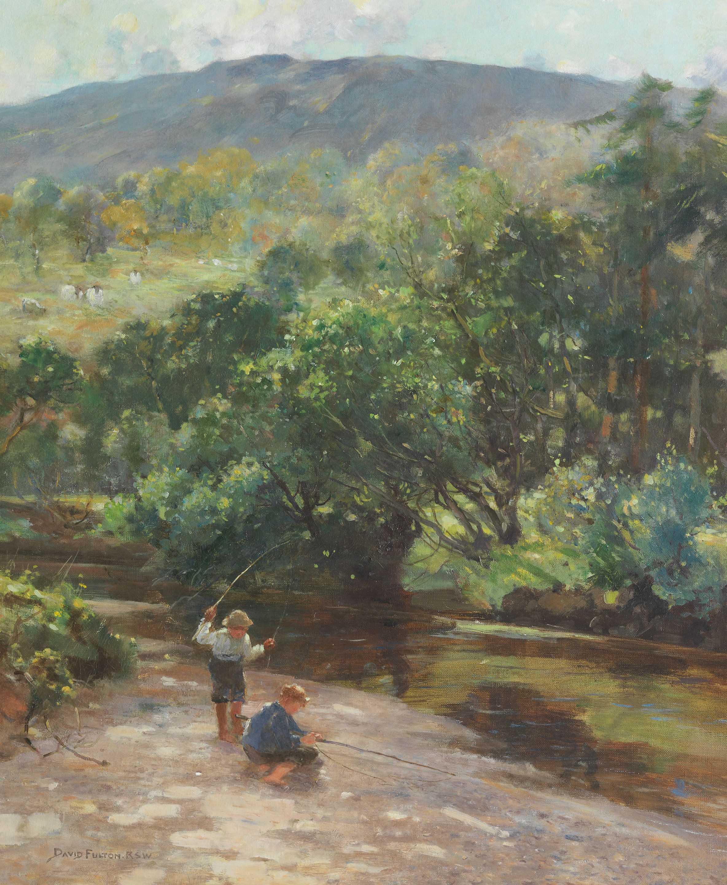 Bonhams : David Fulton RSW (British, 1848-1930) Boys Fishing