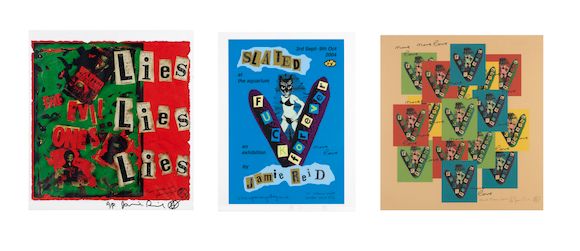 Bonhams : Jamie Reid (1947-2023) Three Signed Exhibition Screenprints ...