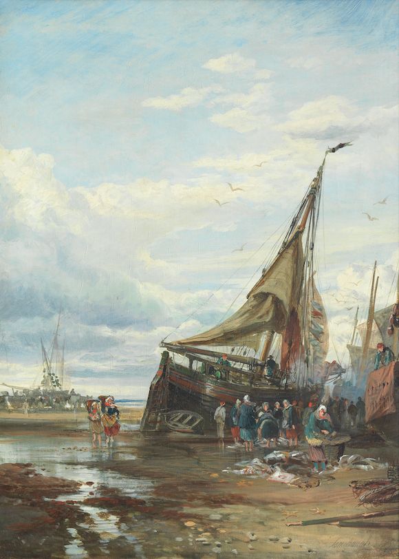 Bonhams : Samuel Bough RSA (British, 1822-1878) Sorting the Catch