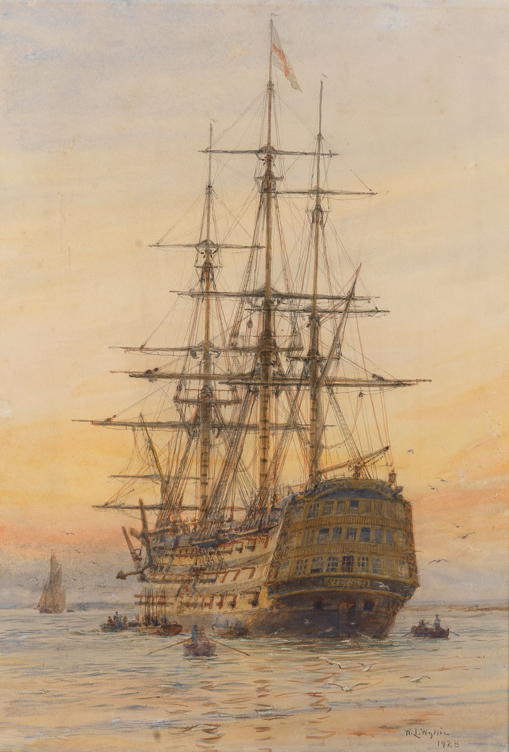 Bonhams : William Lionel Wyllie, RA (British, 1851-1931) HMS Victory at ...