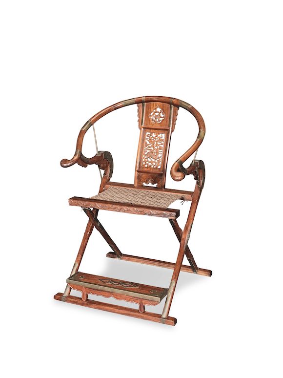 Bonhams : A HUANGHUALI FOLDING CHAIR, JIAOYI Late Qing Dynasty
