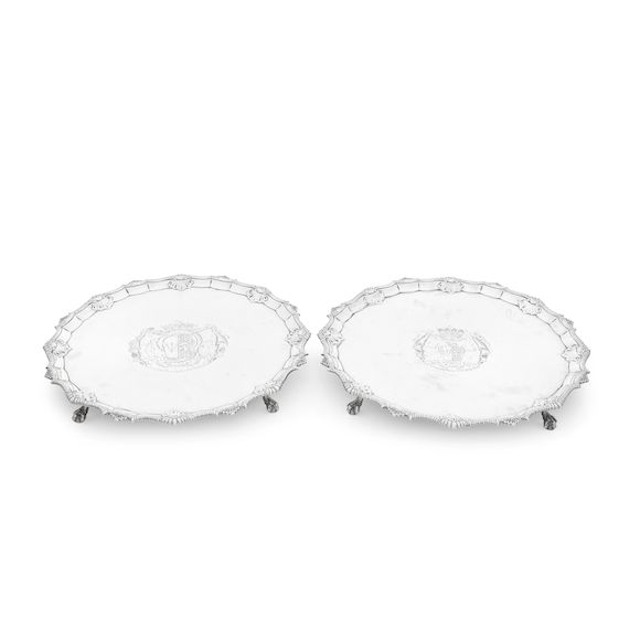 Bonhams : A pair of George III silver salvers Francis Crump, London ...