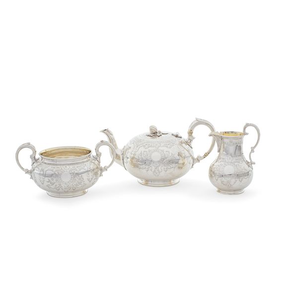 Bonhams : A Victorian silver three-piece tea service Daniel & Charles ...