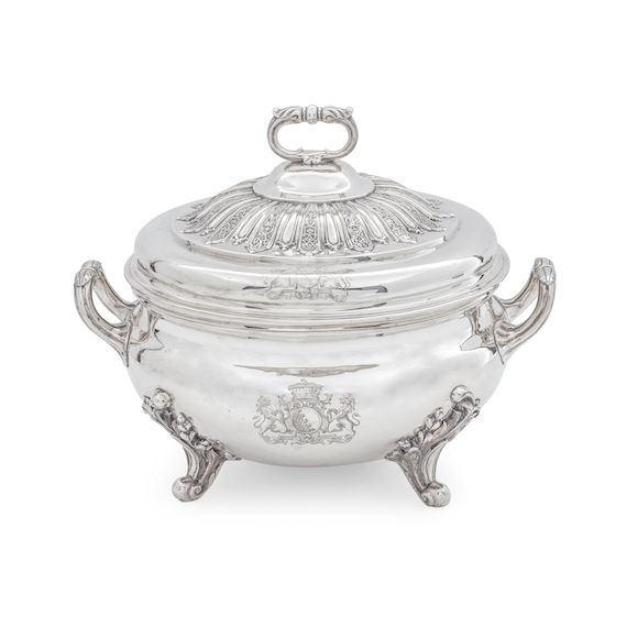 Bonhams : An early George II Britannia standard silver soup tureen ...