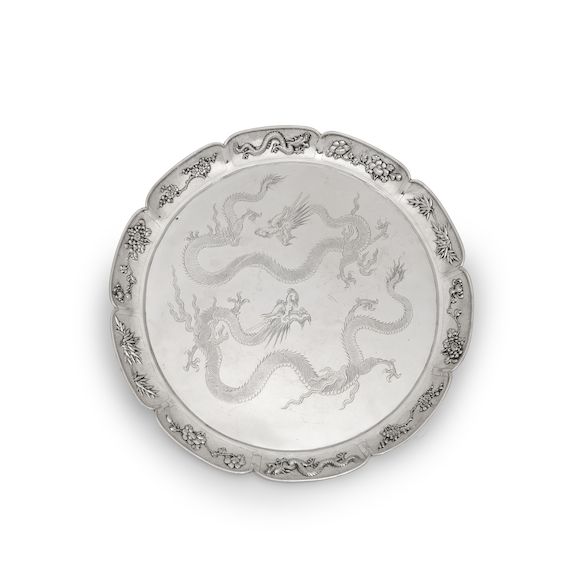 Bonhams : A Chinese export silver tray Luen Hing, stamped LH90 and ...